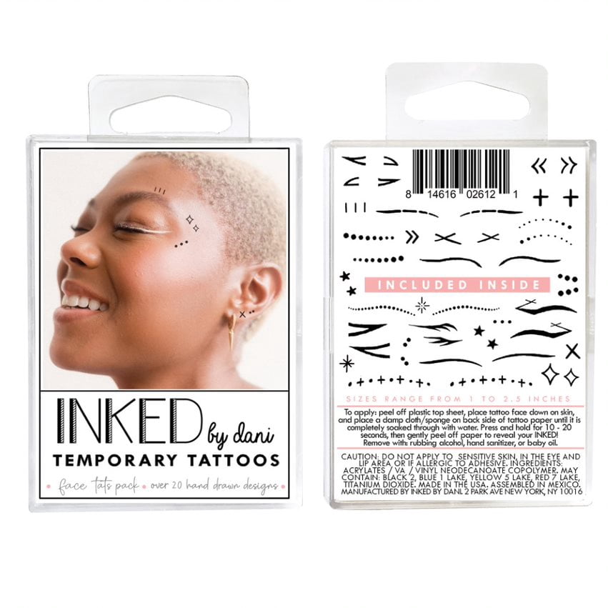 Inked By Dani Temporary Tattoos Pack - Face Tats - Walmart.com