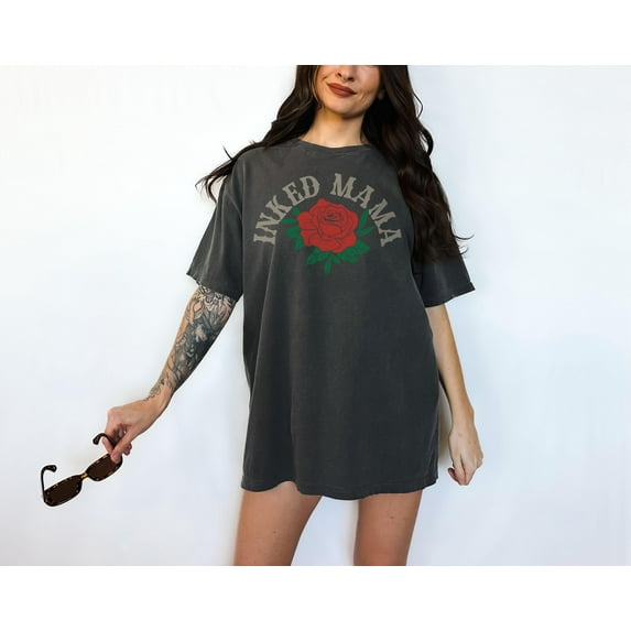 Inked Mama Shirt, Tattoo Tshirt, Rose T Shirt, Edgy Mom Shirt, Badass ...