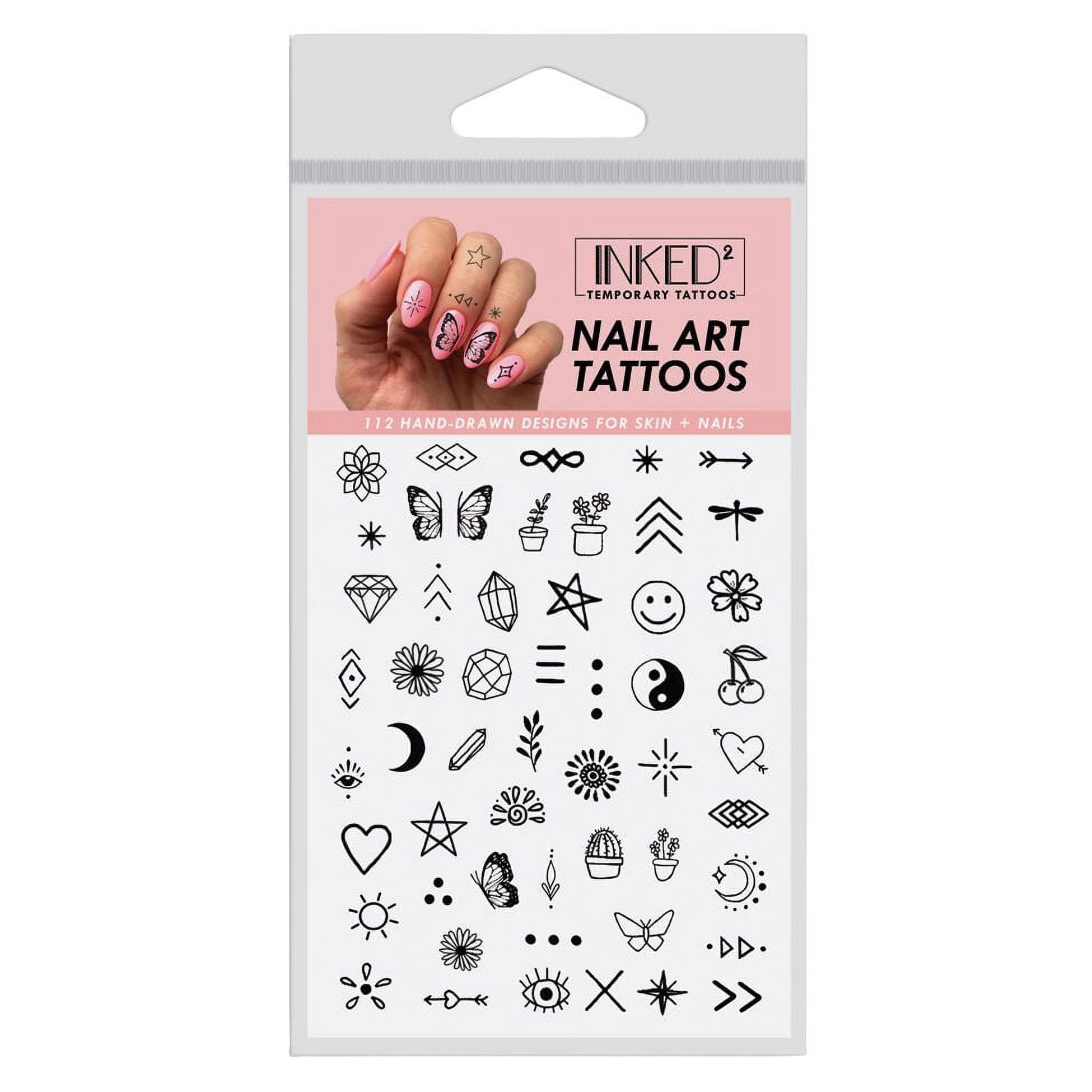 Inked2 Black and White Art Nail Tattoos - Walmart.com