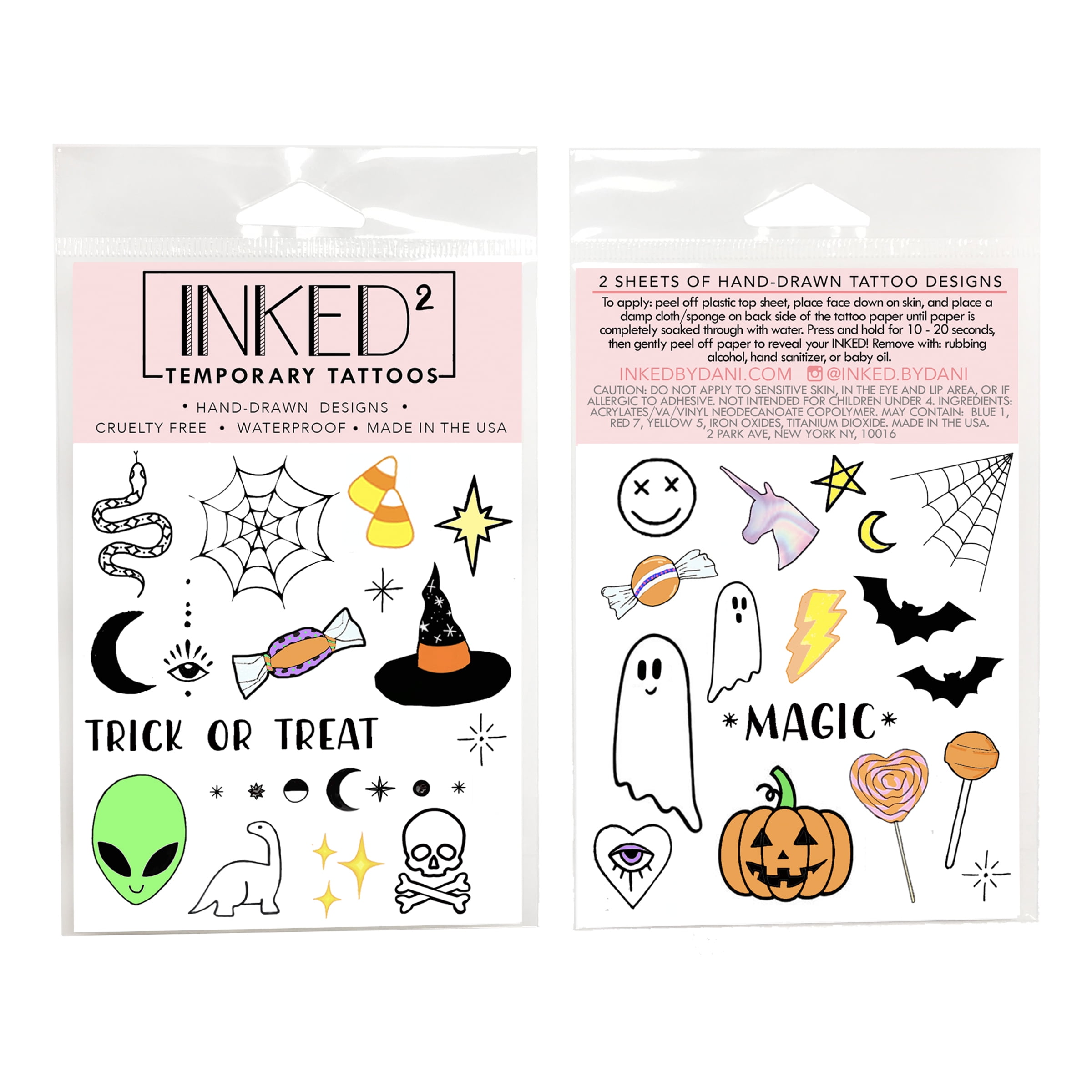 Inked2 Boo! Halloween Temporary Tattoos, 2 Sheets - Walmart.com