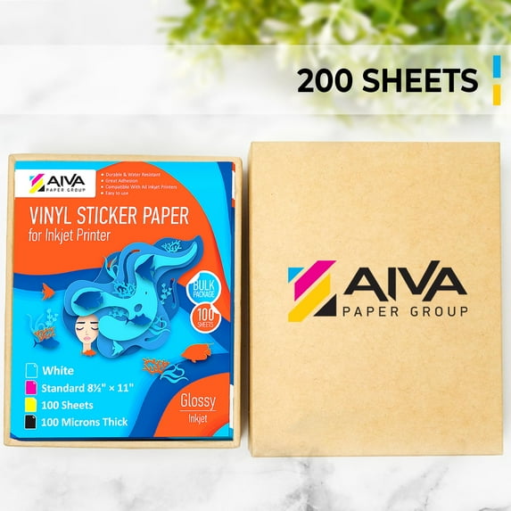 Inkjet Printable Vinyl Sticker Paper, 200 Sheets Water-Resistant Decal ...