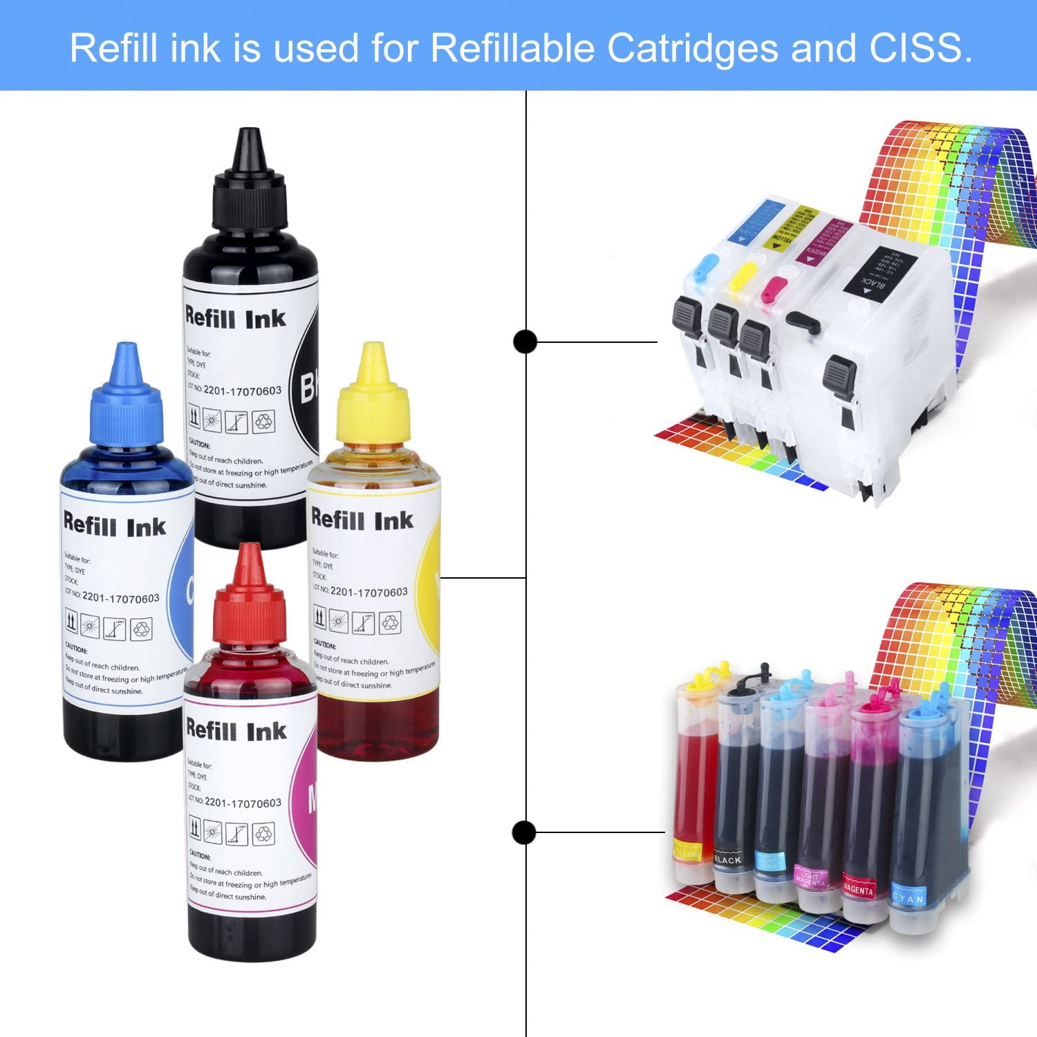 Inkjet Printer Refill Ink Dye Bottles Kit for LC201 LC203 LC101 LC103 ...