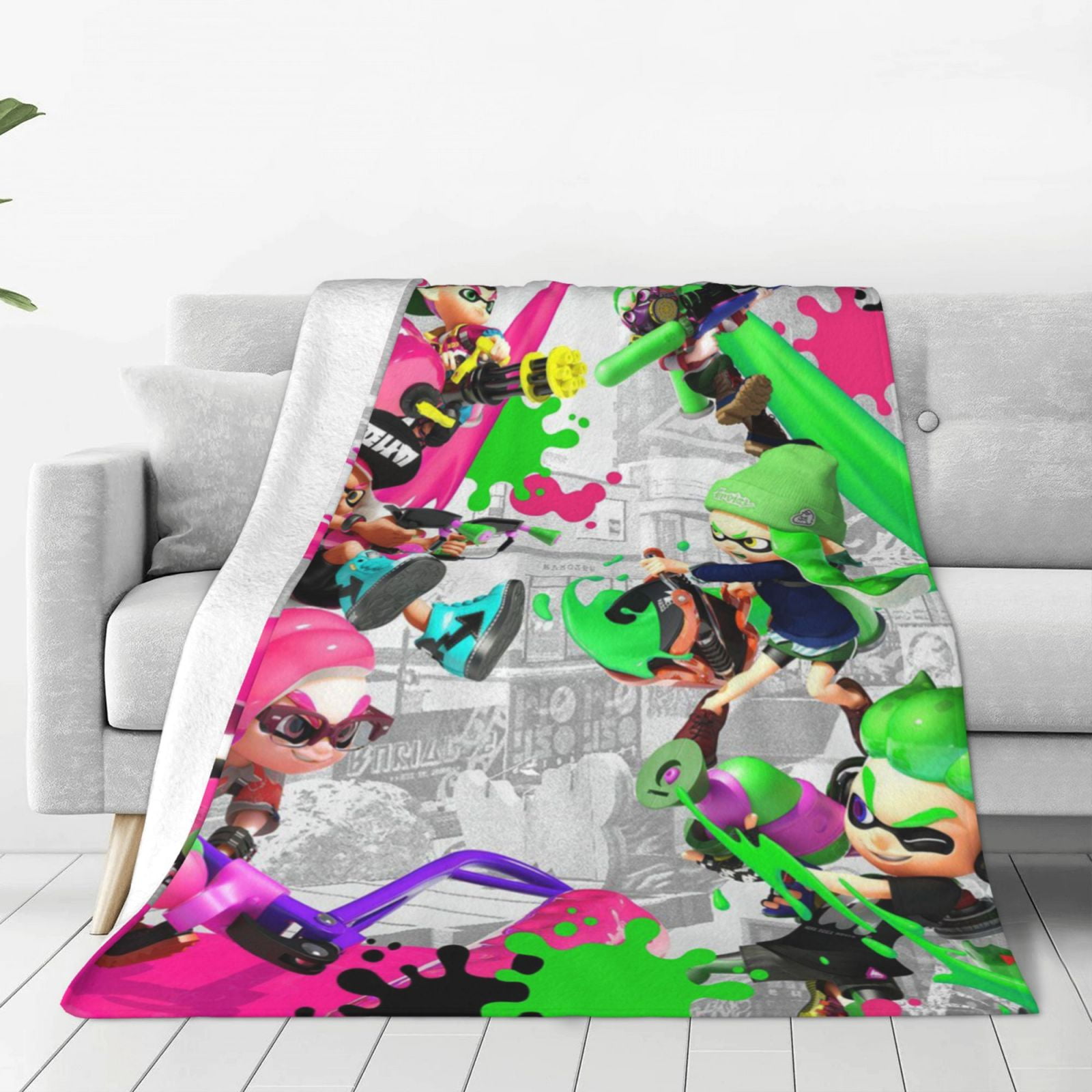 Inkling Battle Splatoon Flannel Blanket Cozy Ultra-Soft Micro Fleece ...