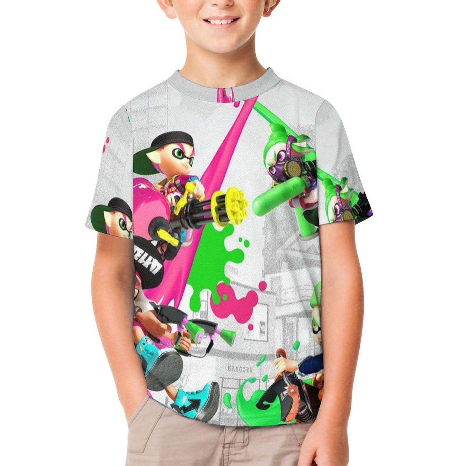 Inkling Battle Splatoon Kids T-Shirt Summer Short Sleeve Top Tee Shirt ...