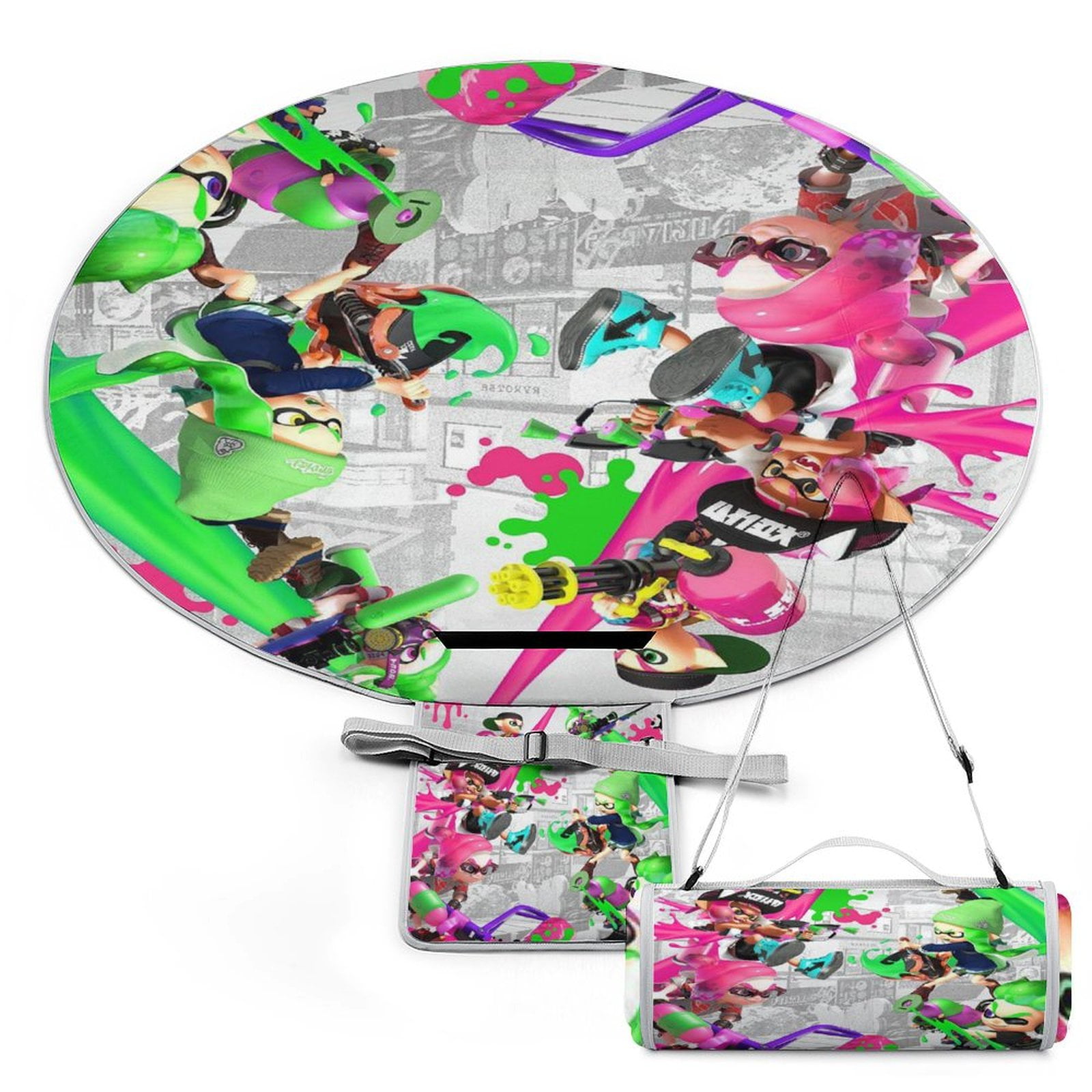 Inkling Battle Splatoon Round Picnic Mat Summer Beach Blanket Crawling ...
