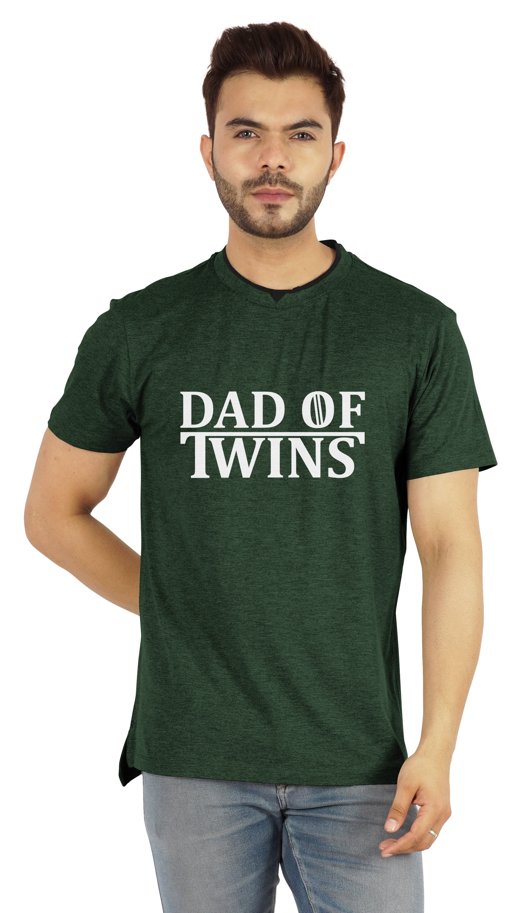 Inkmeso "Dad of Twins" Graphic Tshirt Cotton Jersey Half Sleeve Shirt ...