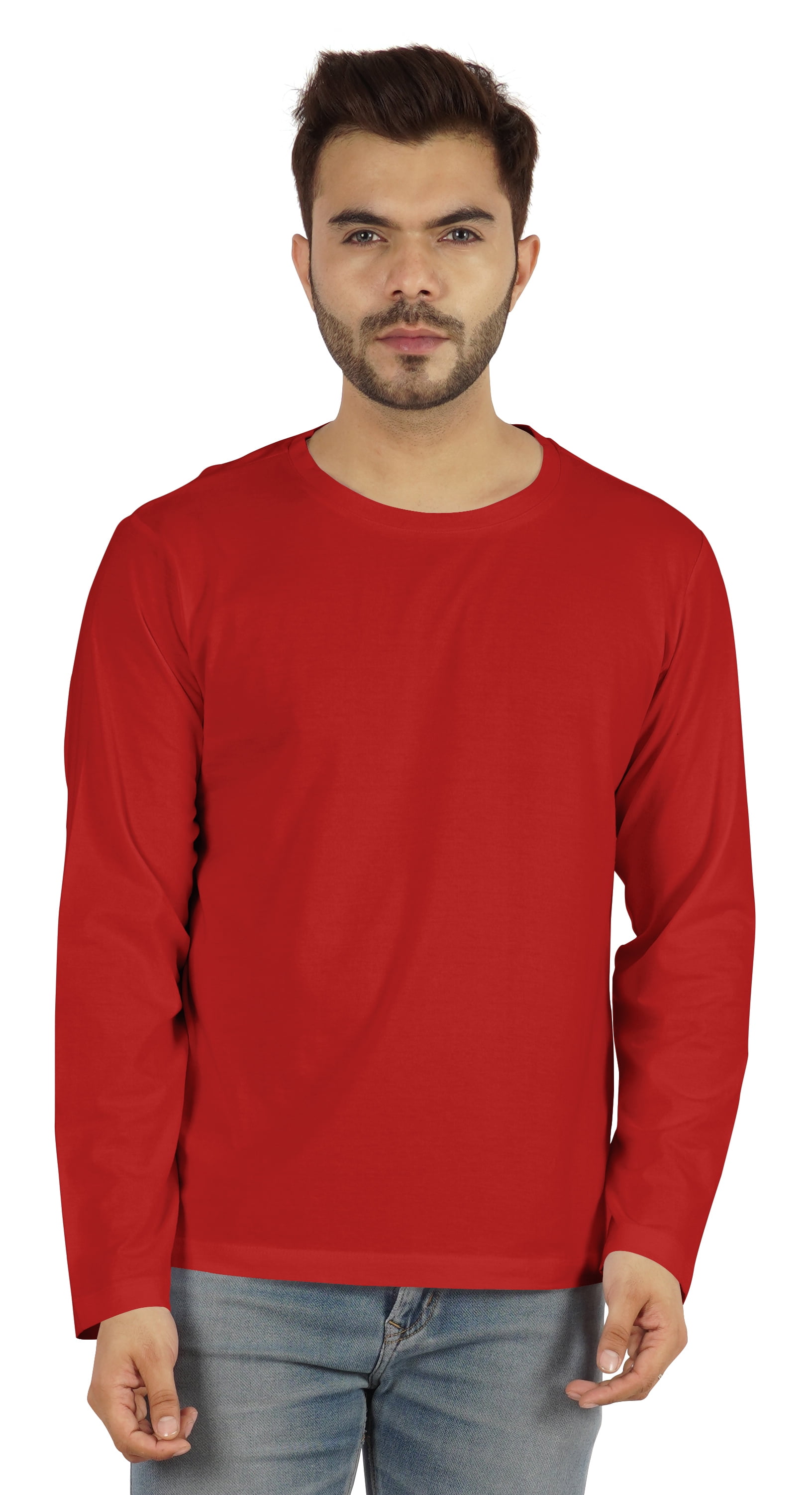 Inkmeso Men's Long Sleeve Cotton Basic Shirt Lightweight Solid T-Shirts ...