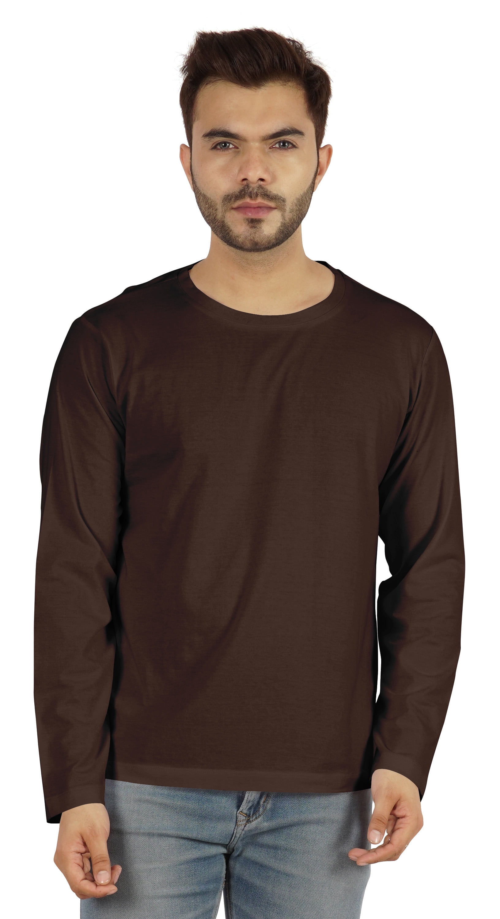 Inkmeso Men's Long Sleeve Cotton Basic Shirt Lightweight Solid T-Shirts ...