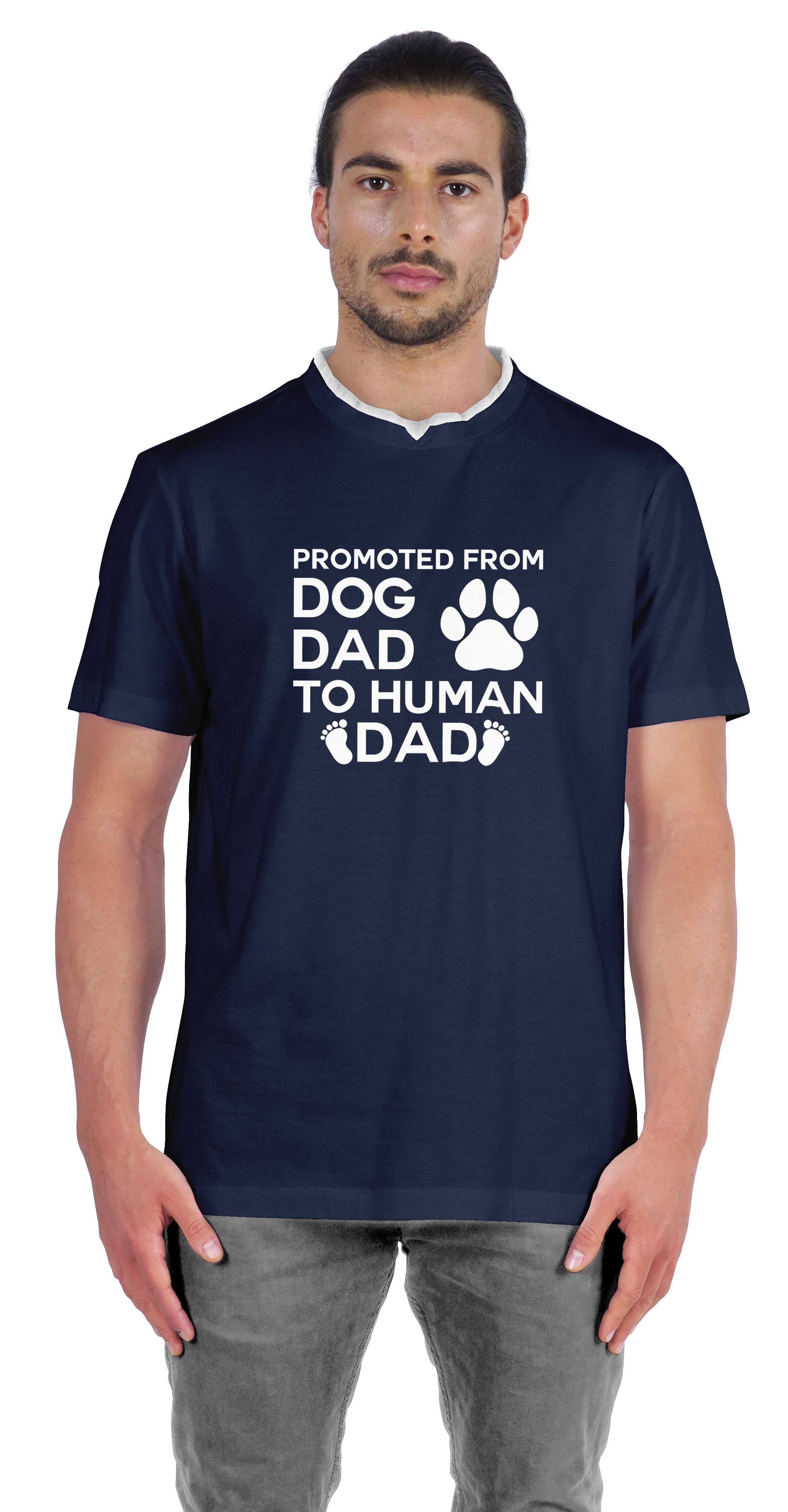 Inkmeso Men's "Promoted From Dog Dad To Human Dad"Graphic Quote Tshirt ...
