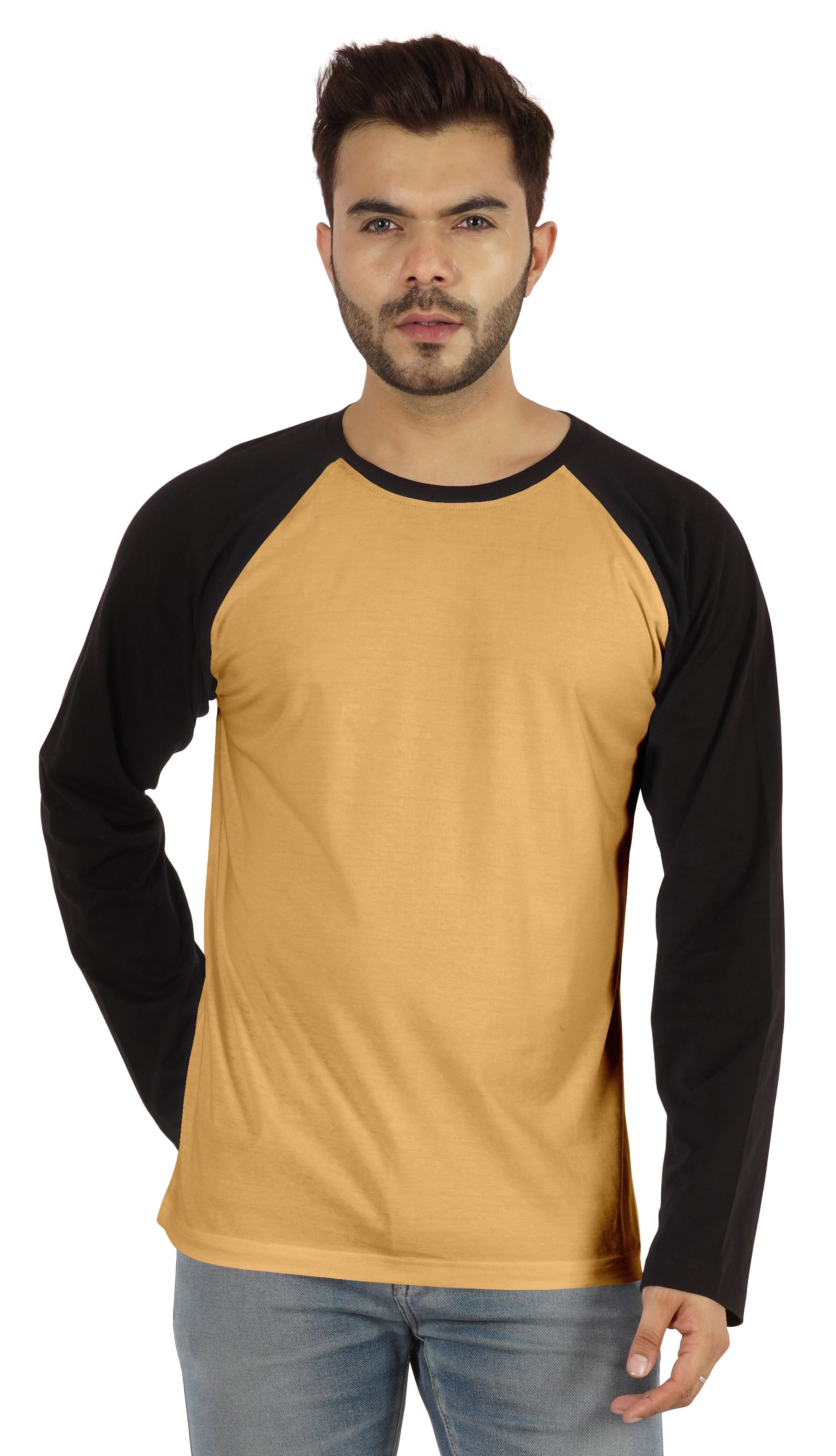 Inkmeso Men's Regular Fit Round Neck Shirt Solid Raglan Long Sleeve T ...