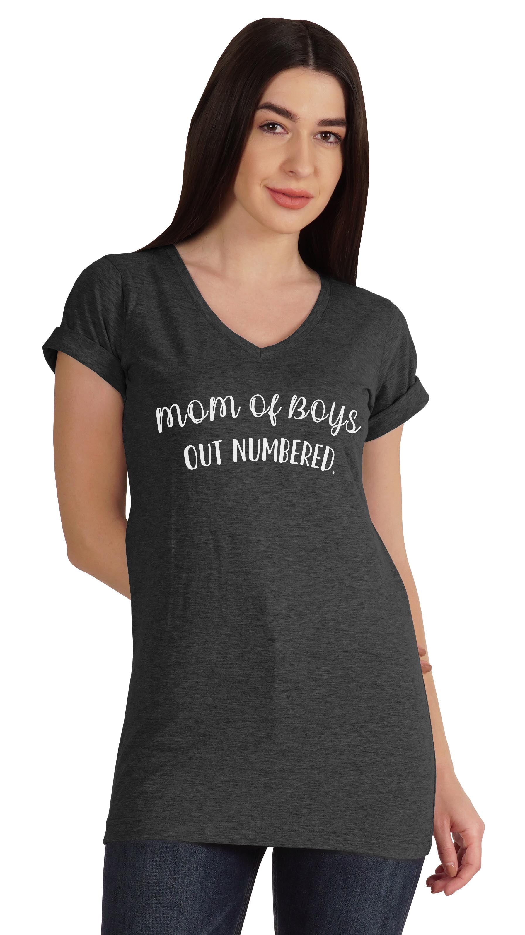 Inkmeso Mom Of Boys Out Numbered Women Tee Tops Mother Day Gift Cotton ...
