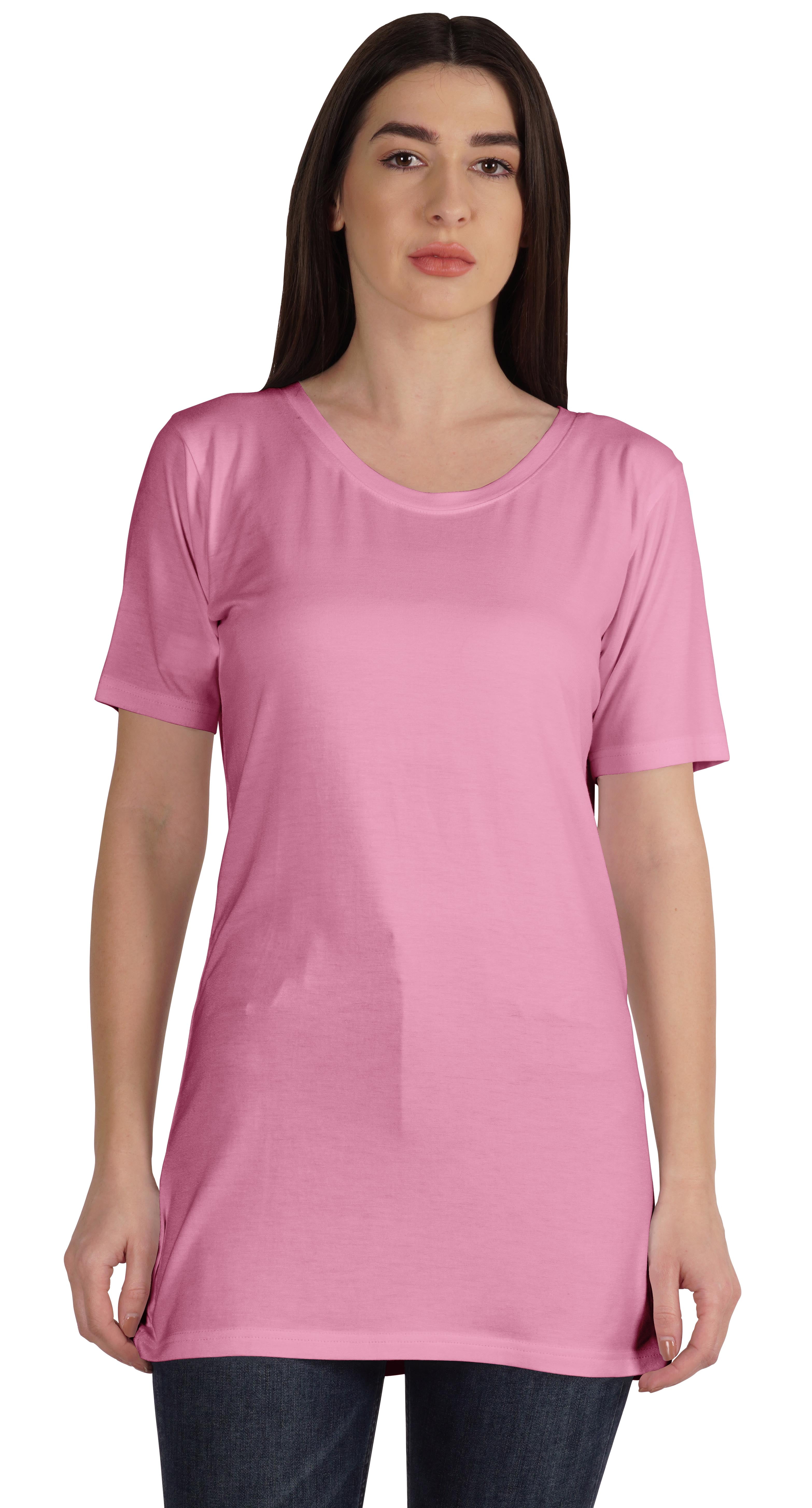 Inkmeso Plain Basic Tshirt Long Length Tee Short Sleeve Workout Top For ...