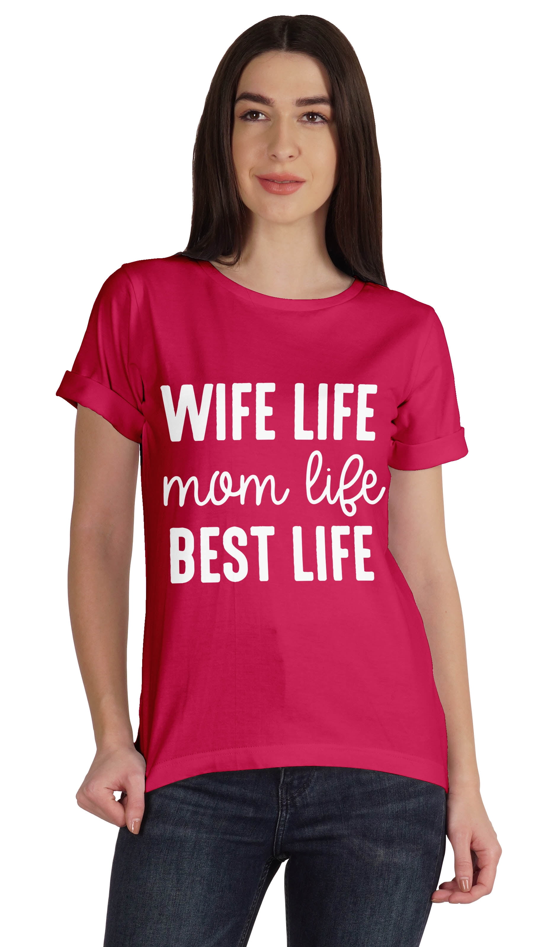 Inkmeso Scoop-Neck Wife Life Mom Life Best Life Graphic Tshirt Short ...