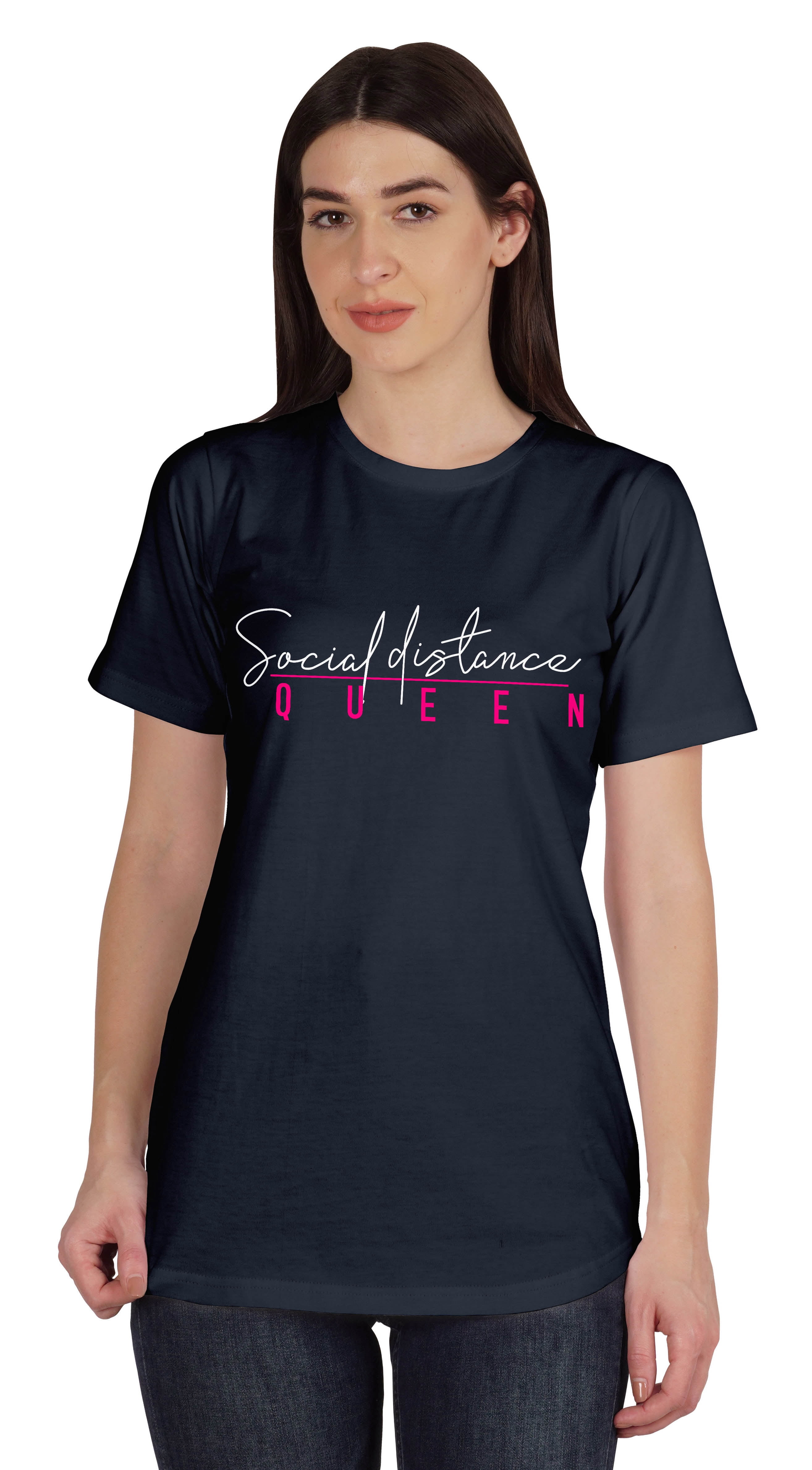 Inkmeso Social Distance Queen Graphic Tshirt Short Sleeve Women Casual ...