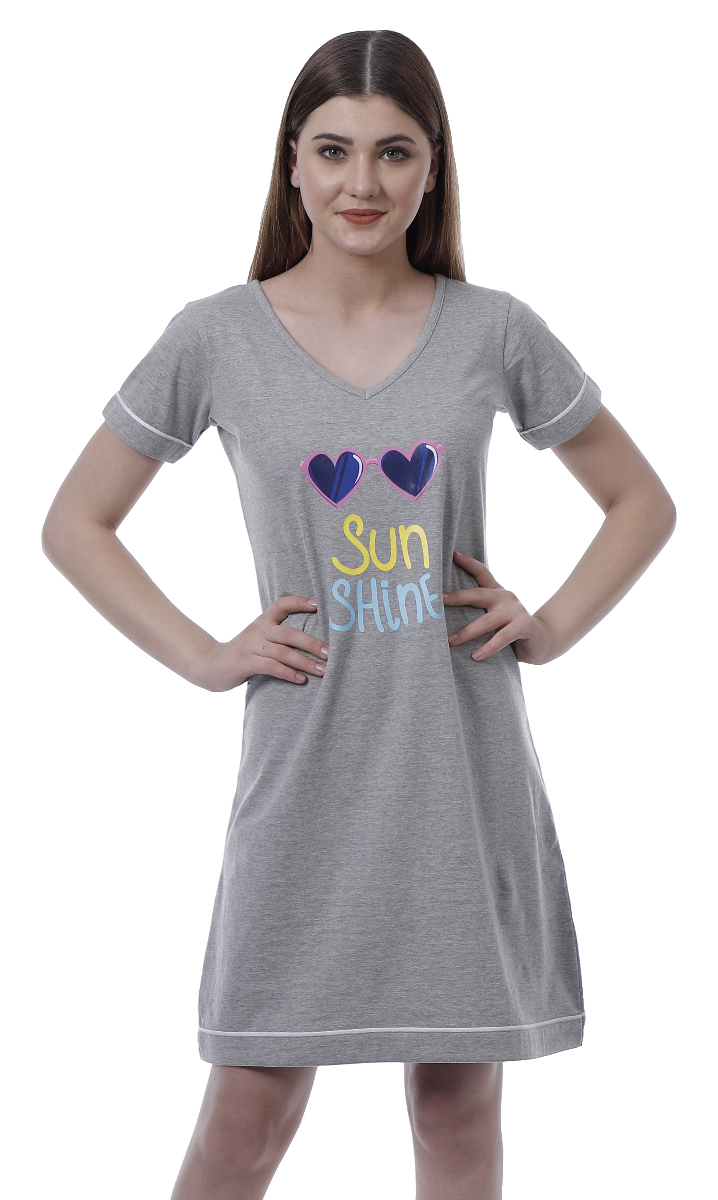 Inkmeso Soft Cute Printed Sleepwear Cotton Jersey Graphic Nightdress ...