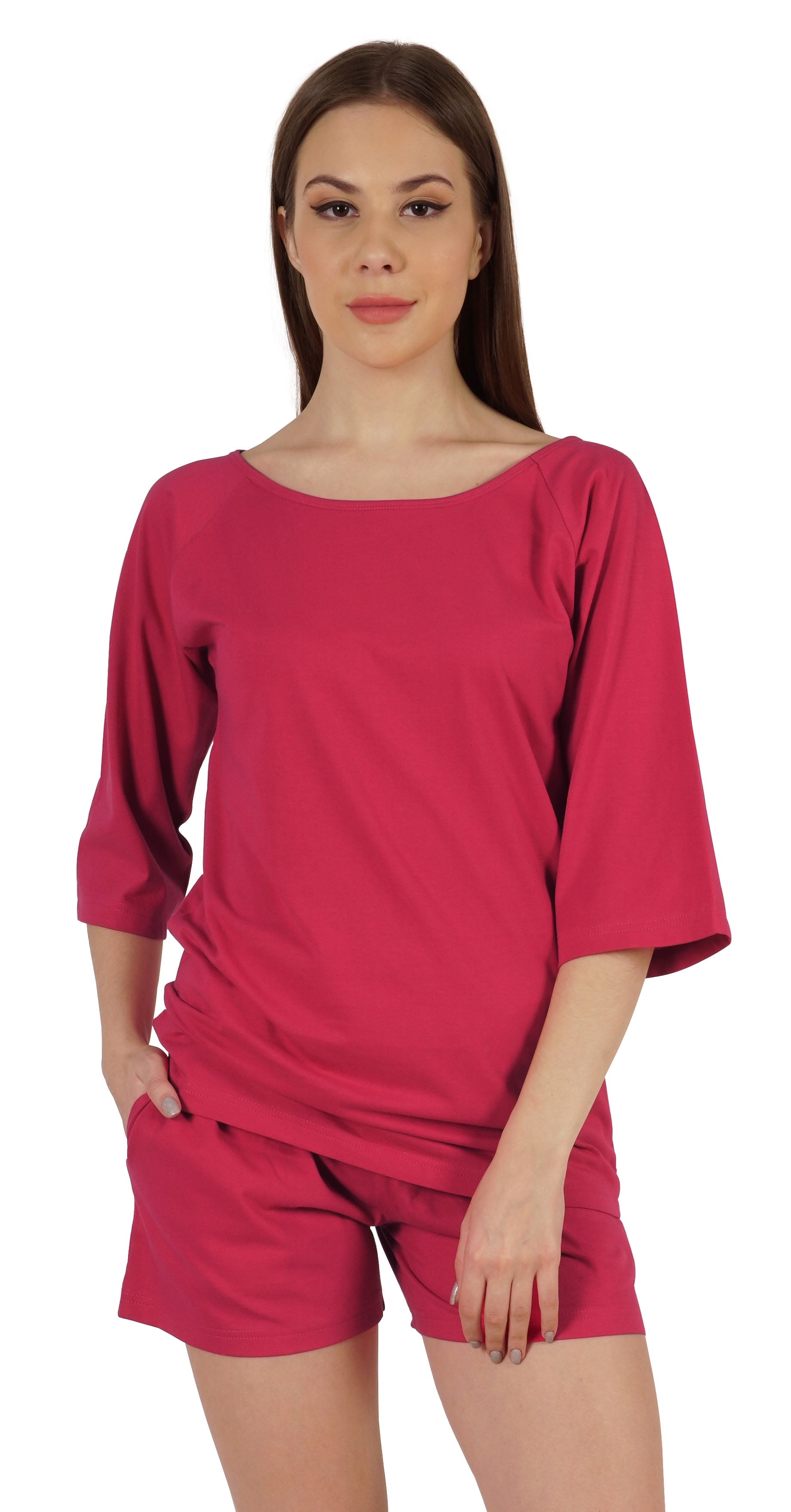 Inkmeso Solid Nightwear Set For WoMen's Boat Neck Top And Short ...