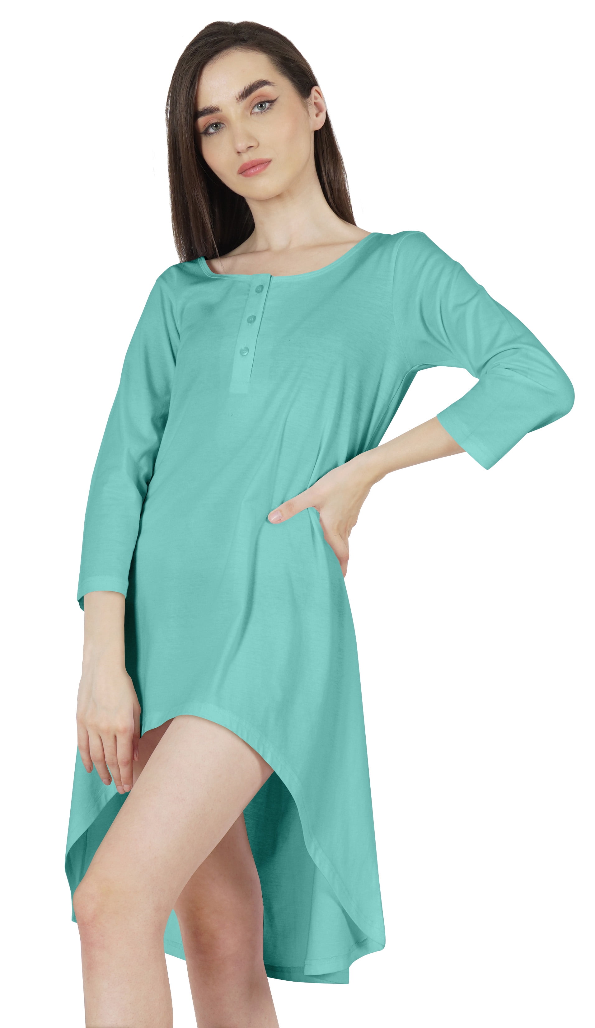 Inkmeso Solid Summer Casual Tunic Dress For Women's Short Mini Dresses With Button Placket ...