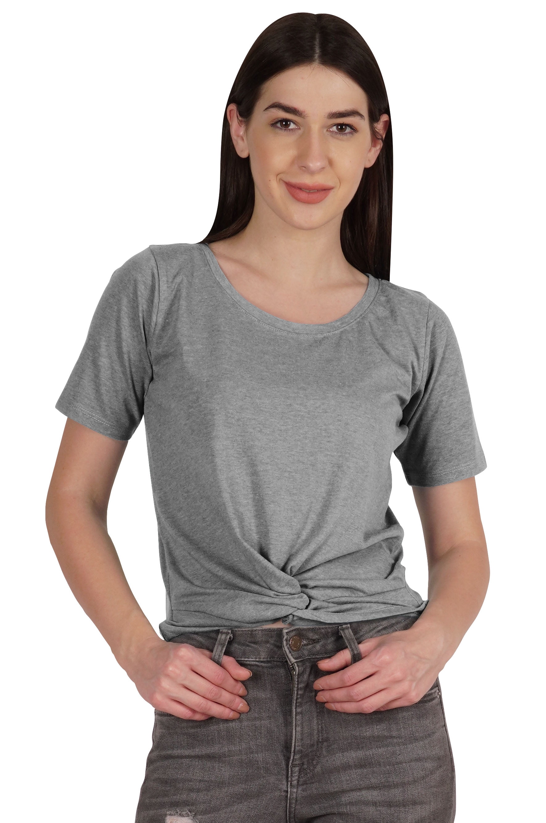 Inkmeso Summer Twist Front Knot Crop Top For Women With Short Sleeves ...