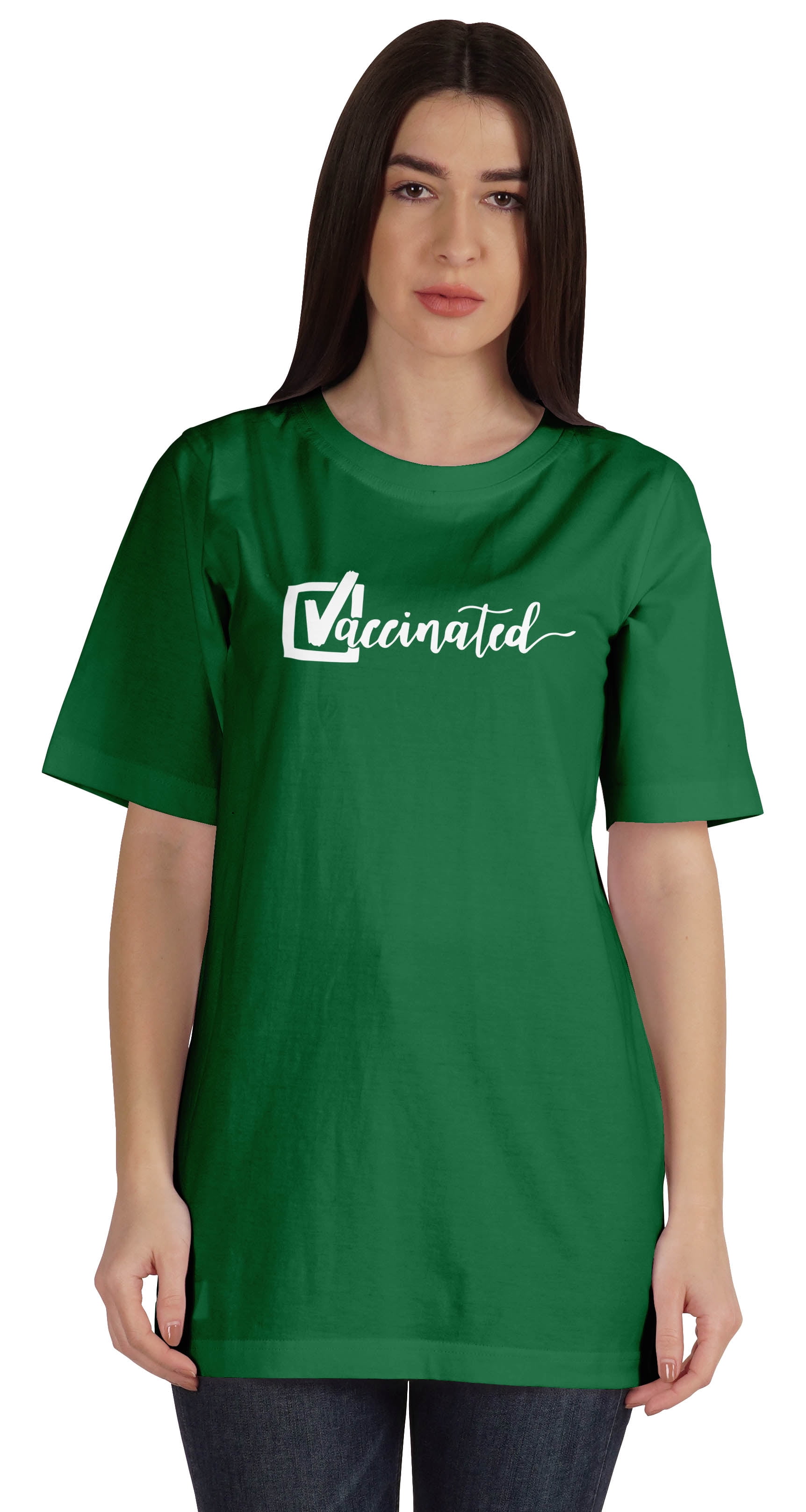 Inkmeso Vaccinated Funny Pro-Vaccine Crew Neck T-shirt For Womens ...
