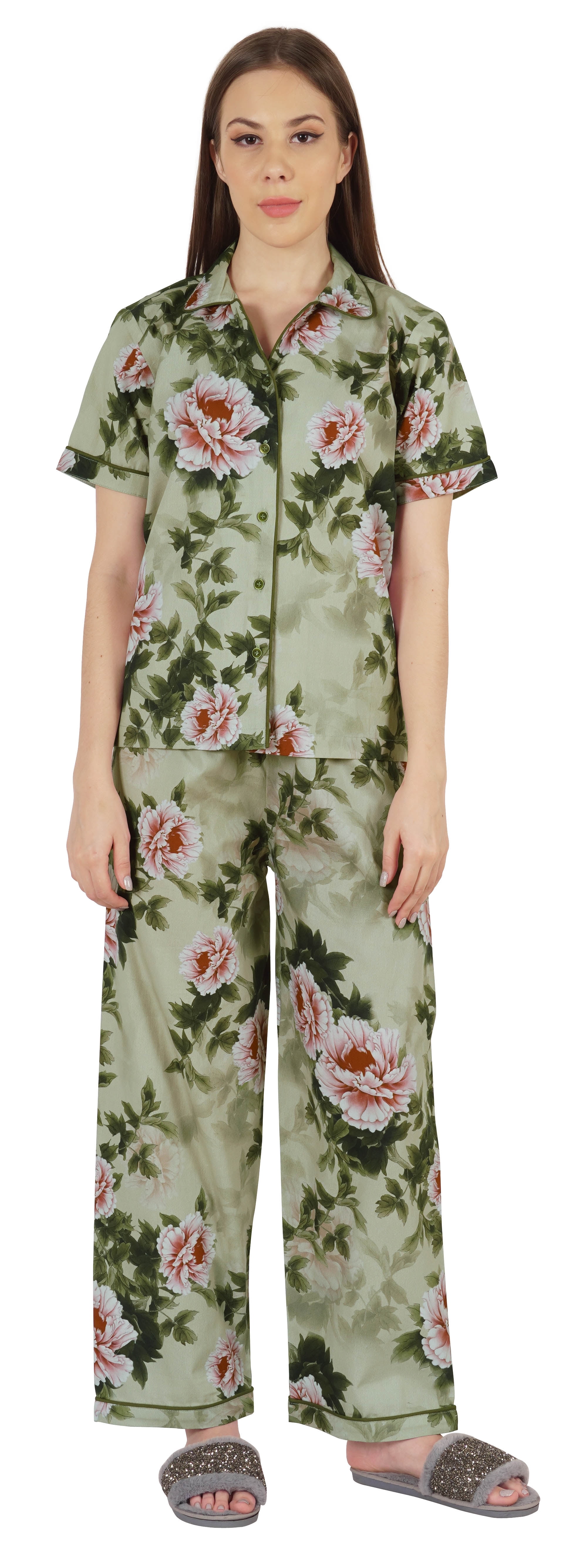 Inkmeso WoMen's Classic Short Sleeve Shirt and Pajama Pants Loungewear ...
