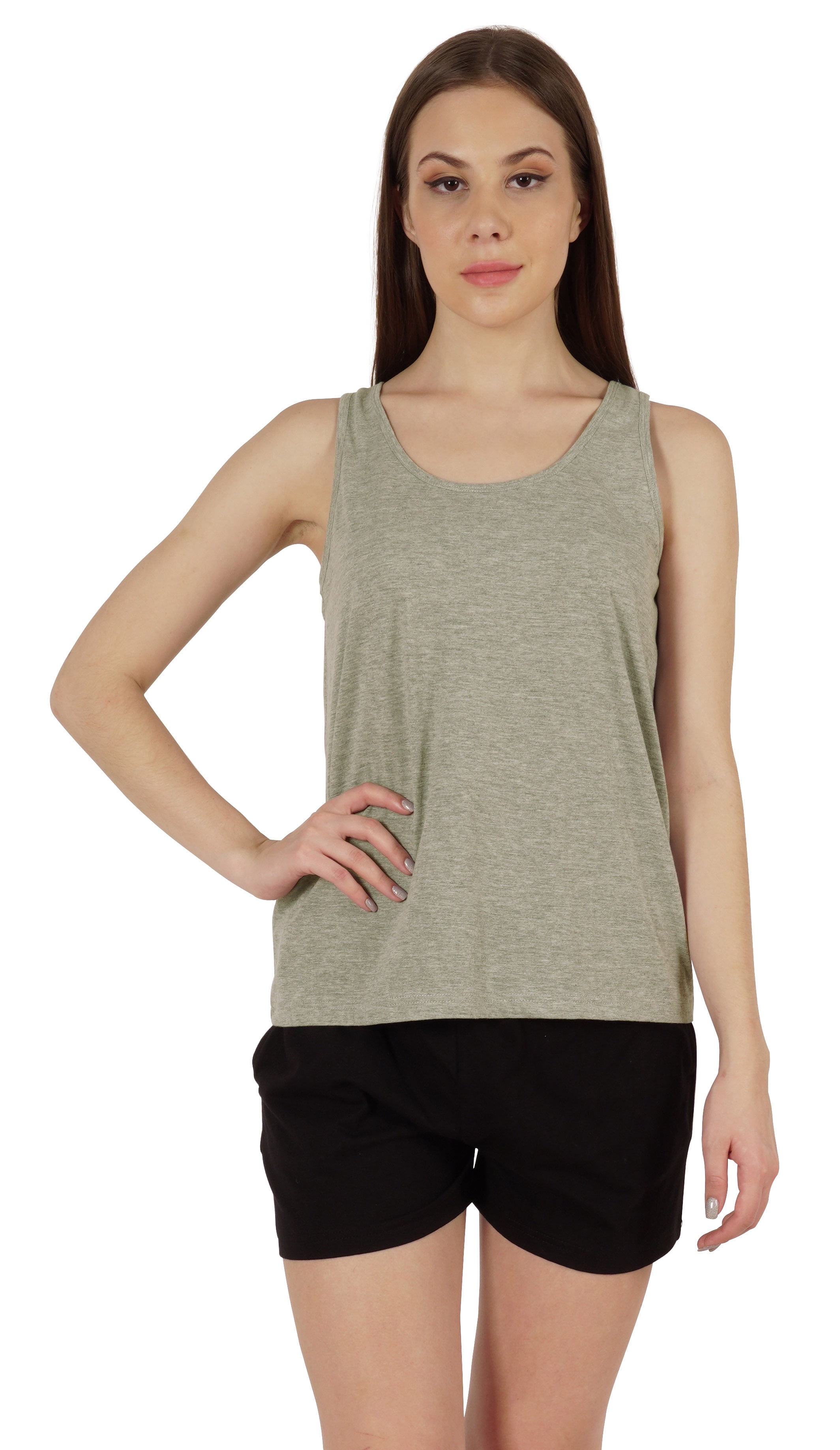 Inkmeso WoMen's Solid Tank Top W/ Shorts Nightwear Set Sleeveless Sexy ...