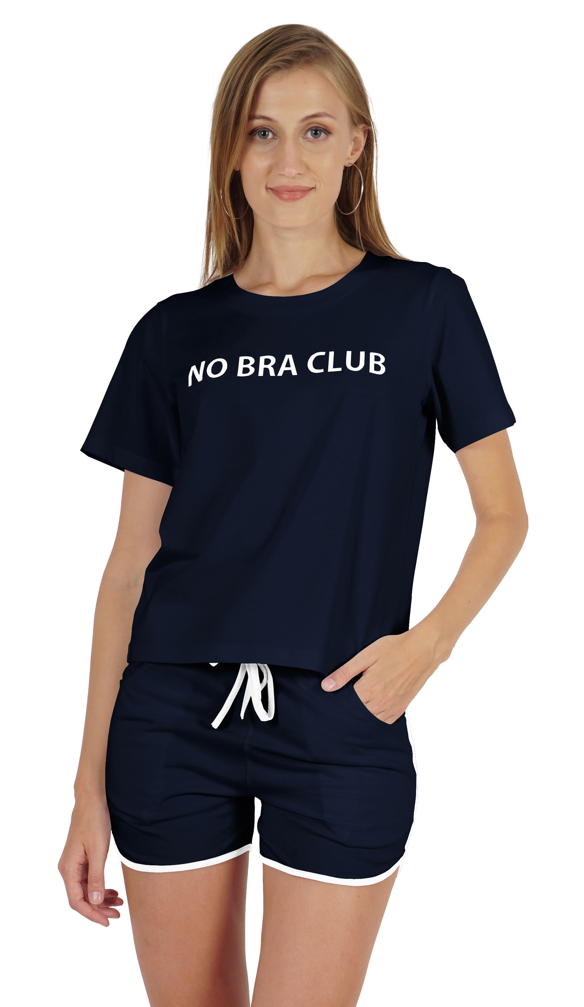 Inkmeso Women's Short Sleeve No Bra Club Go Braless Funny No Bra Day ...