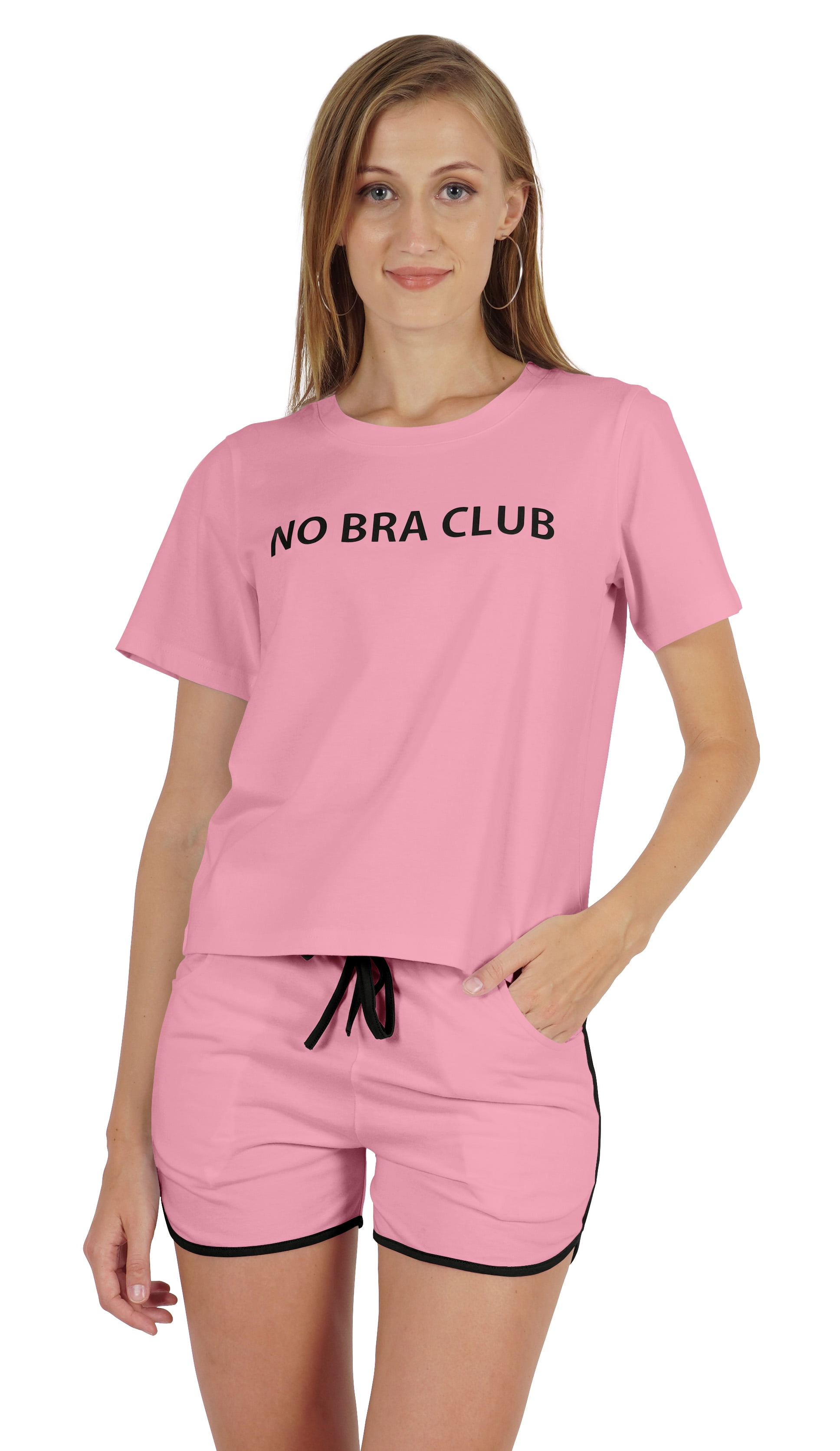Inkmeso Women's Short Sleeve No Bra Club Go Braless Funny No Bra Day ...