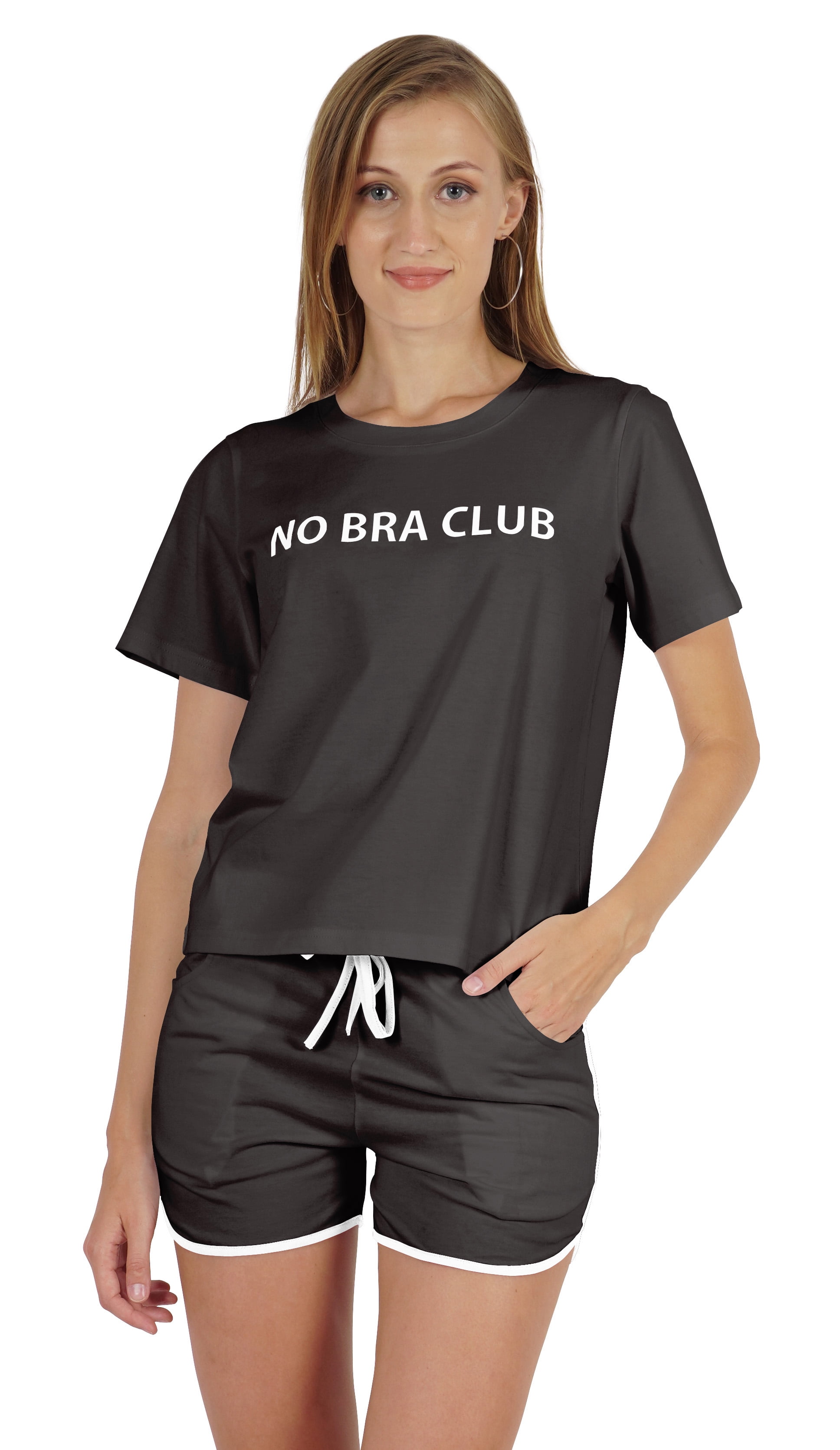 Inkmeso Women's Short Sleeve No Bra Club Go Braless Funny No Bra Day ...