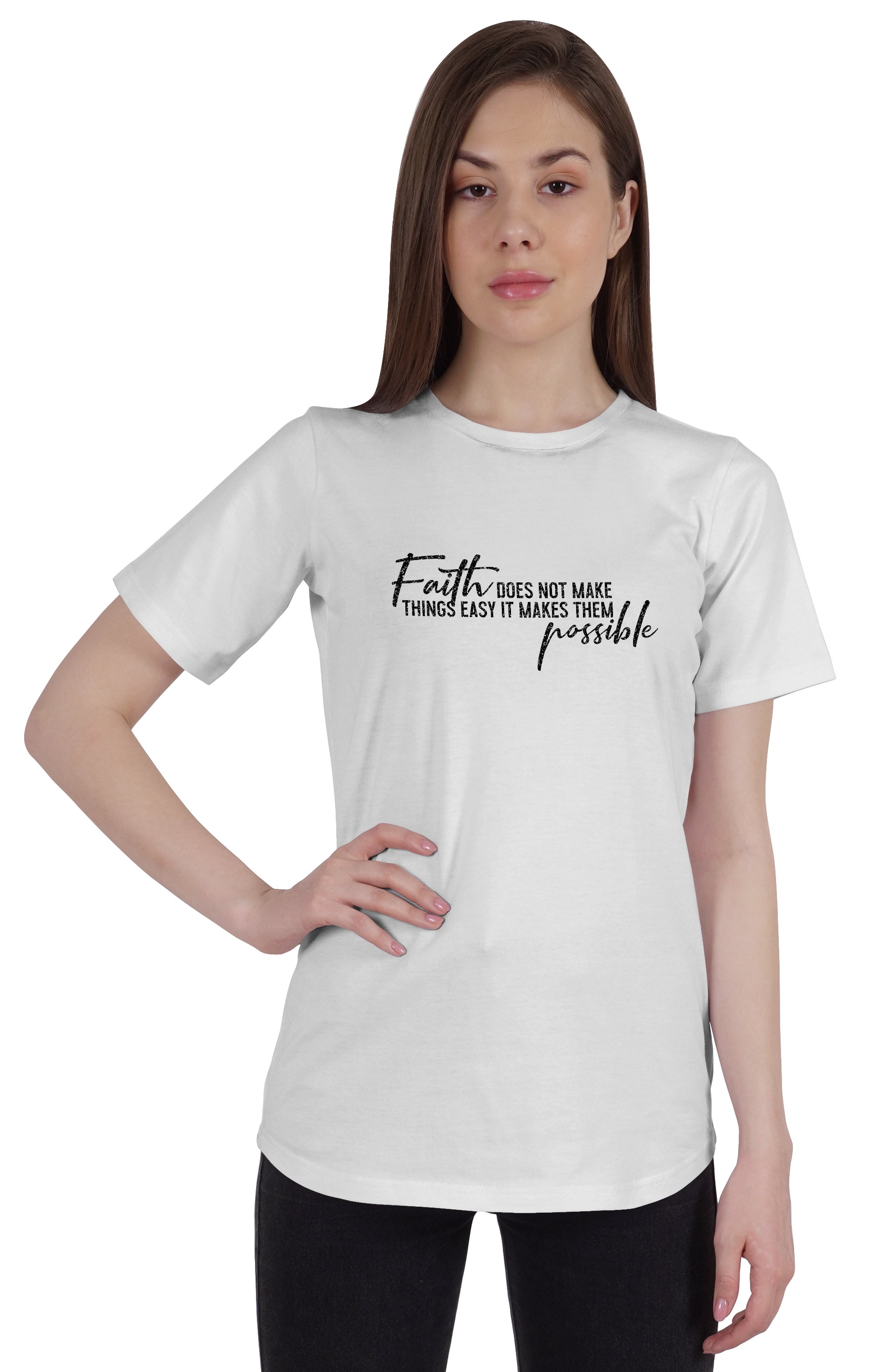 Inkmeso Womens Quote Top Faith Does Not Make Things Easy It Makes Them ...