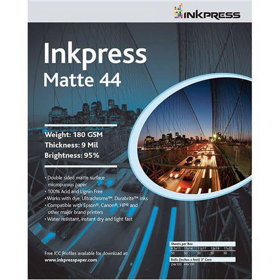Inkpress Duo Matte 44 Inkjet Photo Paper, Double Sided, 180gsm, 9mil ...