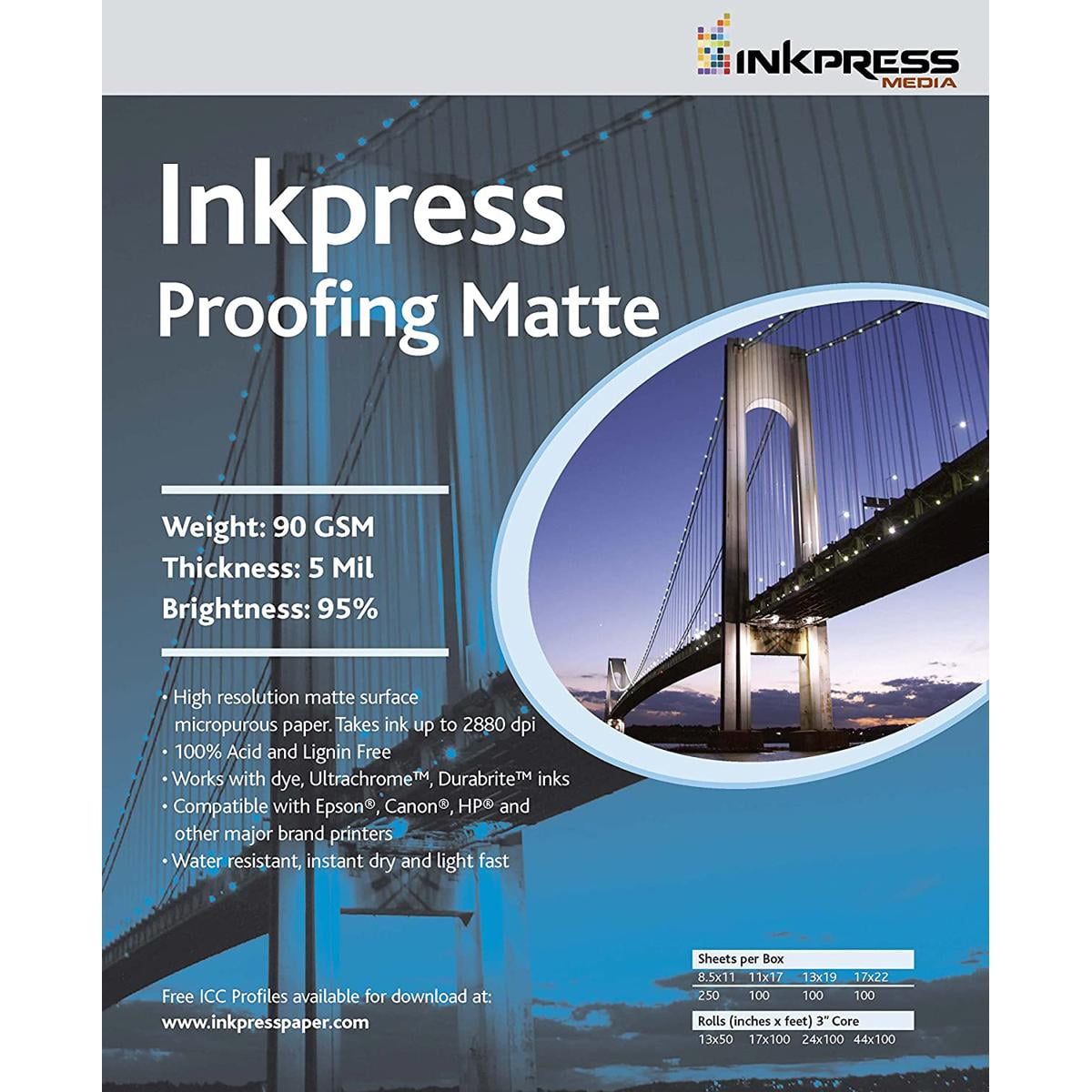 Inkpress - Inkjet Papers, 11" x 17", Proofing Matte, 100 Sheets ...