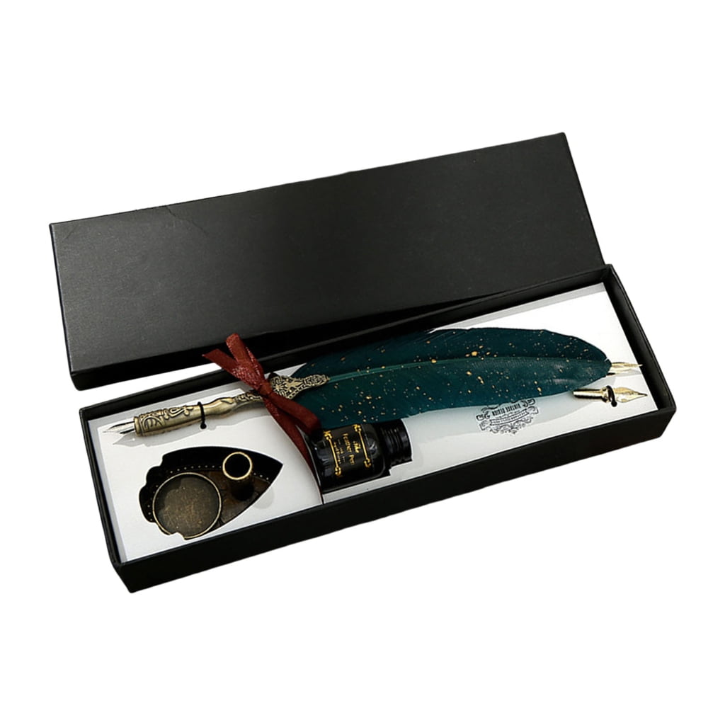 Inks Pen with Inks and Steel Tip, Handwriting Quills Pen, Handmade Quills Inks Pen Set, Writing ...