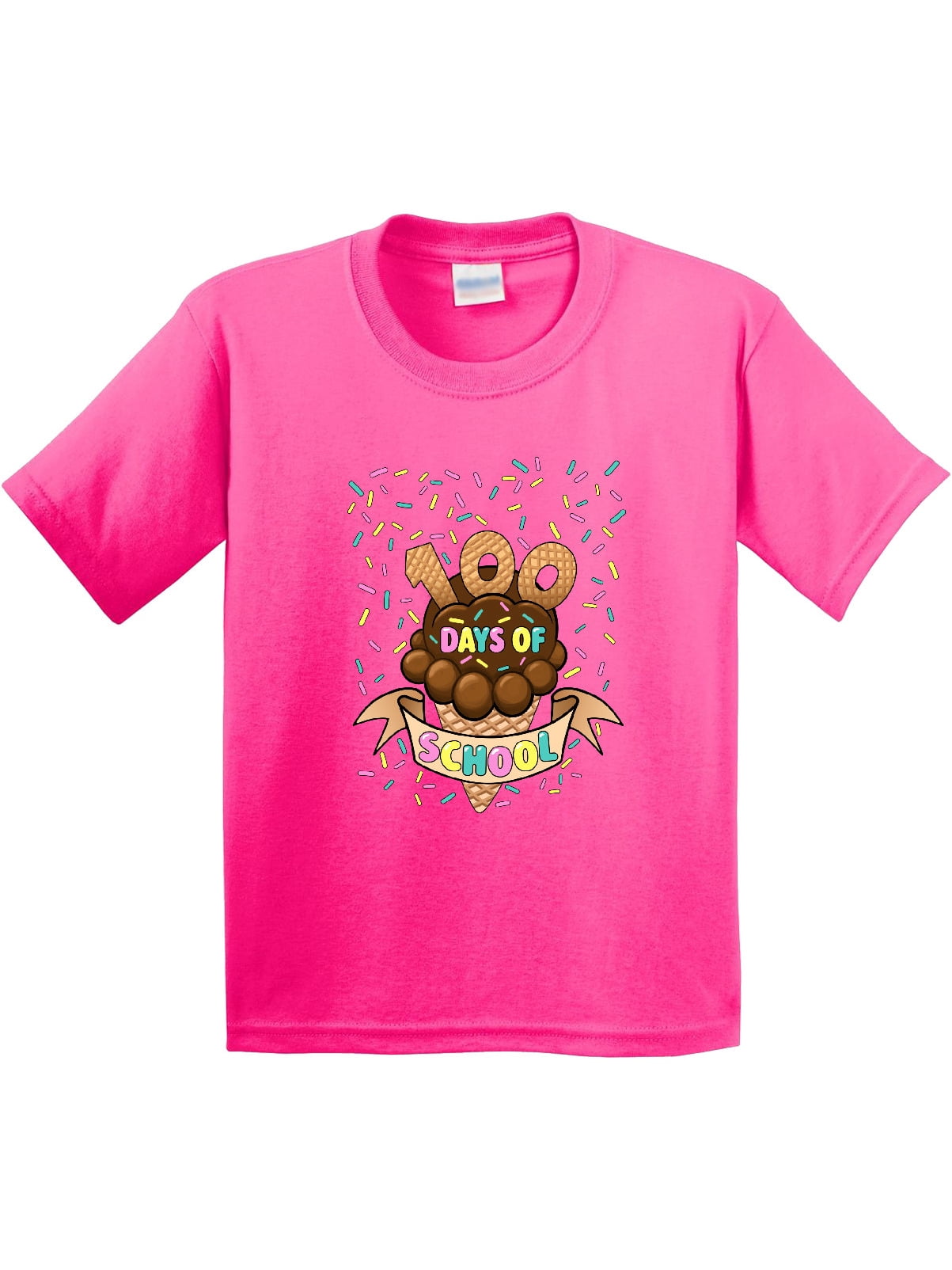Inktastic 100 Days of School Ice Cream Cone with Sprinkles Youth T ...