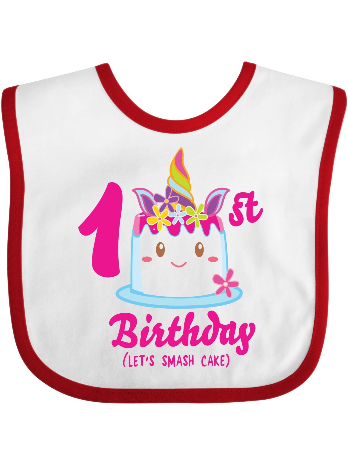 Inktastic 1st Birthday Lets Smash Cake Girls Baby Bib - Walmart.com