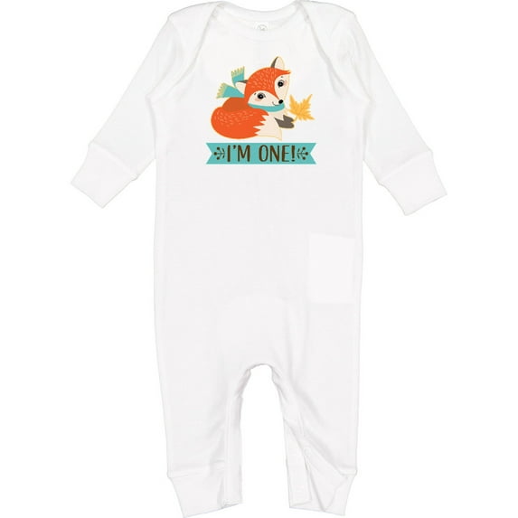 Inktastic 1st Birthday Woodland Fox 1 Year Old Baby Romper Coveralls ...