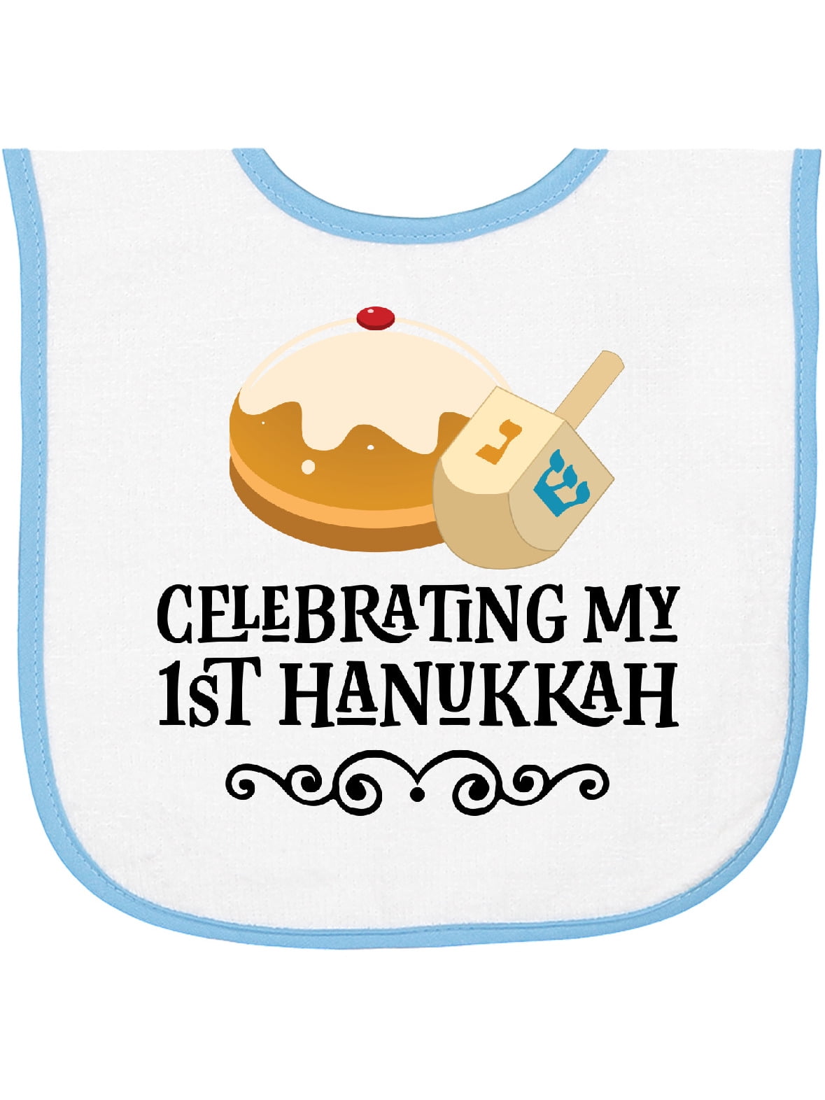 Inktastic 1st Hanukkah Childs Dreidel Baby Terry Cloth Bib - Walmart.com