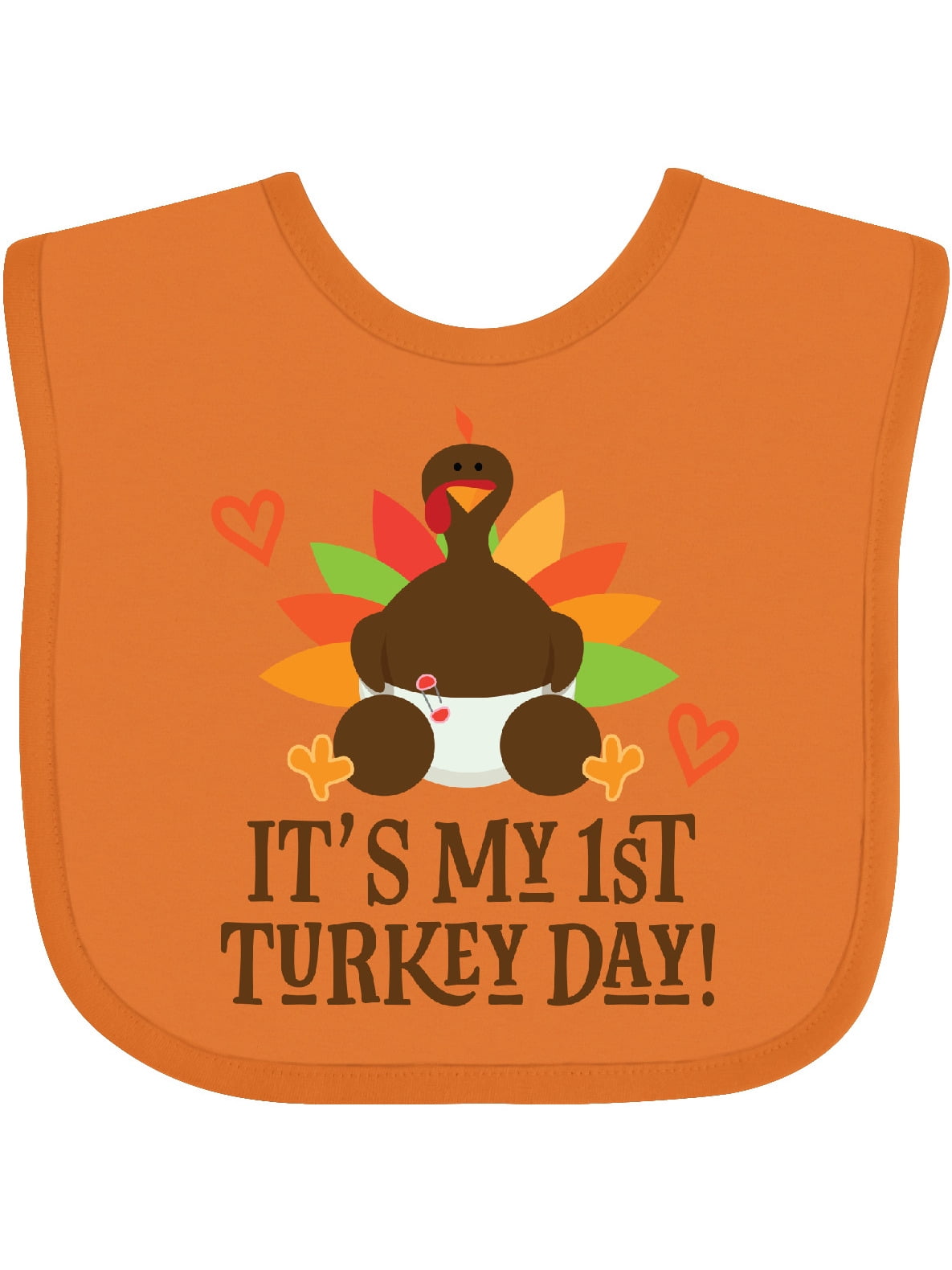 Inktastic 1st Turkey Day Thanksgiving Boys or Girls Baby Bib - Walmart.com