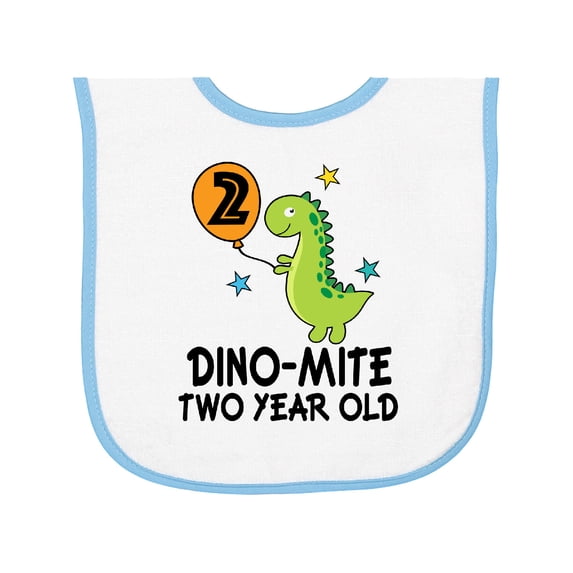 Inktastic 2nd Birthday Dinosaur Party Two Year Old Baby Terry Cloth Bib ...