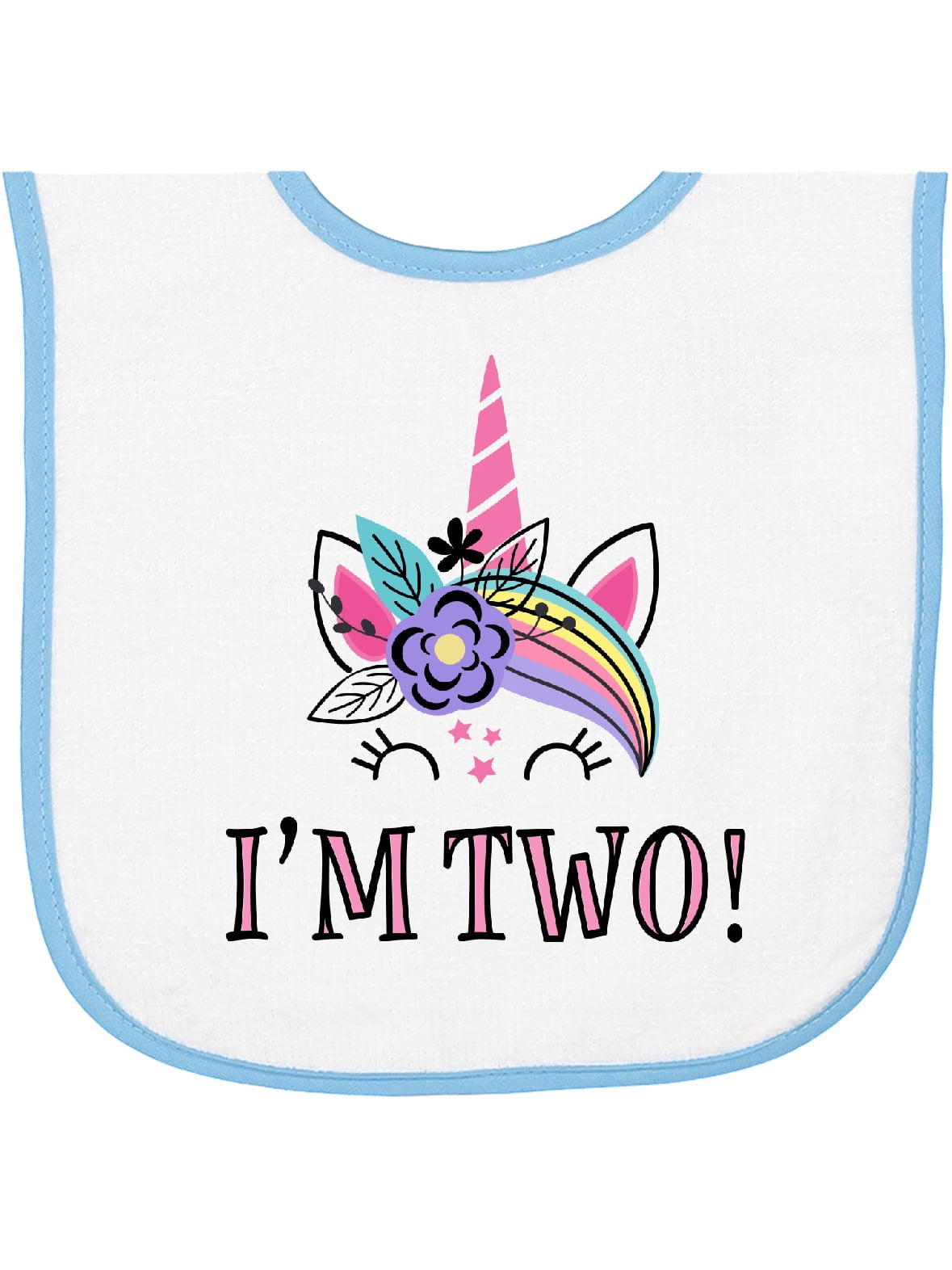 Inktastic 2nd Birthday Unicorn 2 Year Old Girl Baby Terry Cloth Bib ...