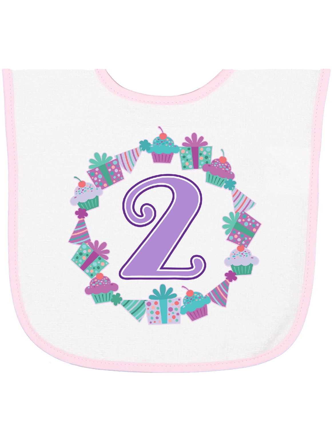 Inktastic 2nd Birthday Wreath 2 Year Old Girl Baby Terry Cloth Bib ...
