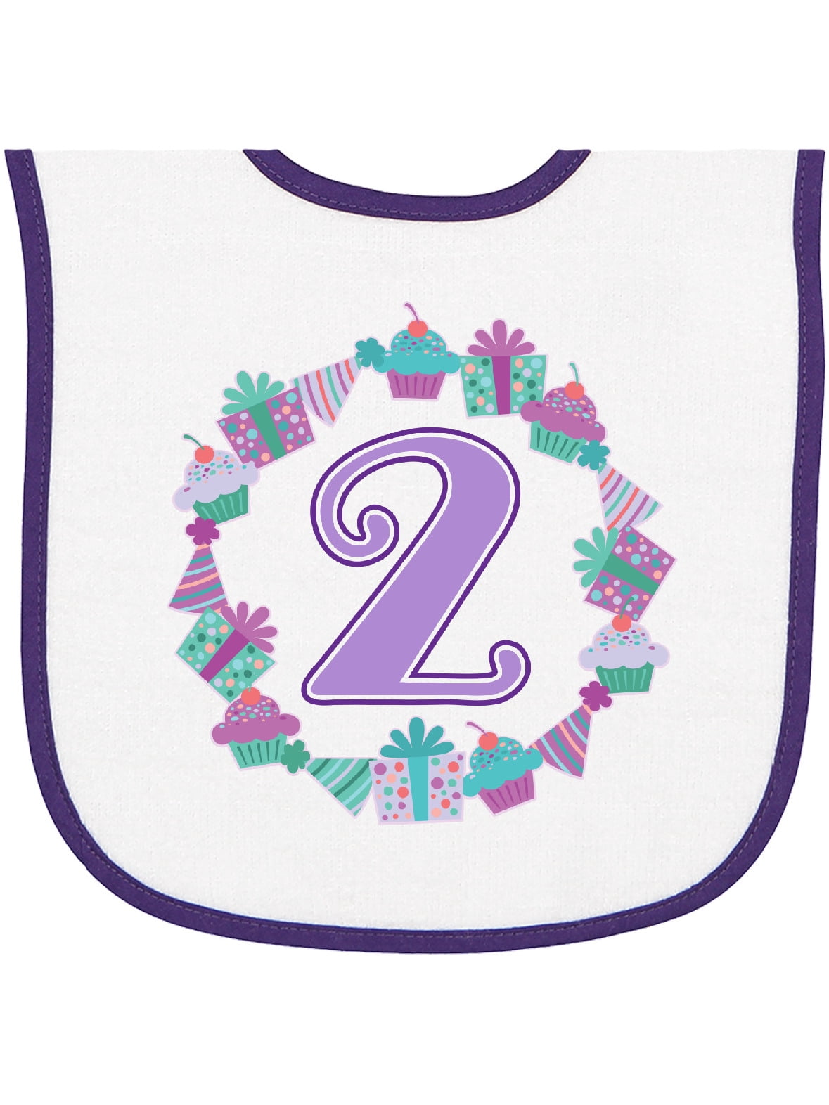 Inktastic 2nd Birthday Wreath 2 Year Old Girl Baby Terry Cloth Bib ...