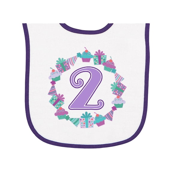 Inktastic 2nd Birthday Wreath 2 Year Old Girl Baby Terry Cloth Bib ...