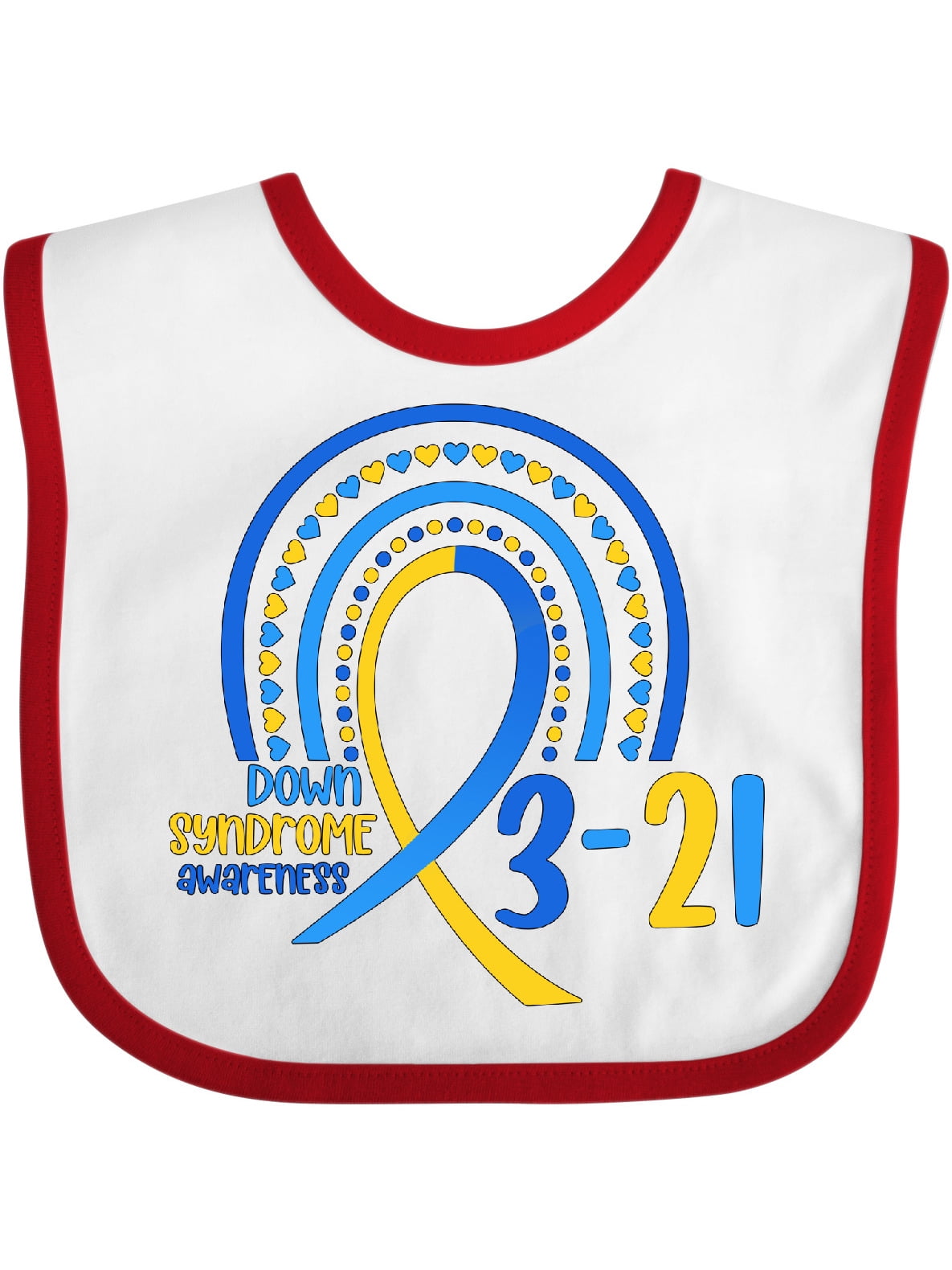Inktastic 3-21 World Down Syndrome Day Blue and Yellow Rainbow Ribbon Boys or Girls Baby Bib ...