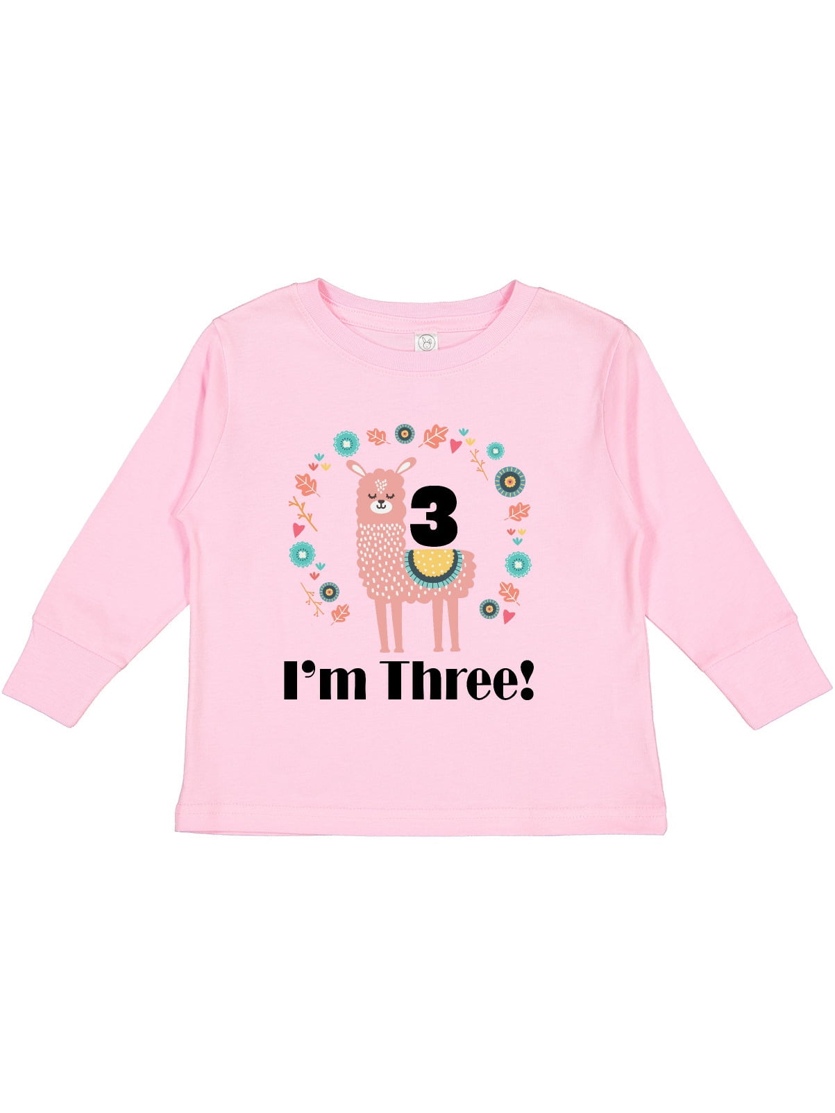 Inktastic 3rd Birthday Llama for Girl Girls Long Sleeve Toddler T-Shirt ...
