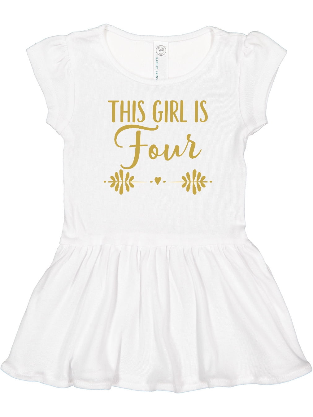 Inktastic 4th Birthday Gold 4 Year Old Party Girls Girls Toddler Dress ...