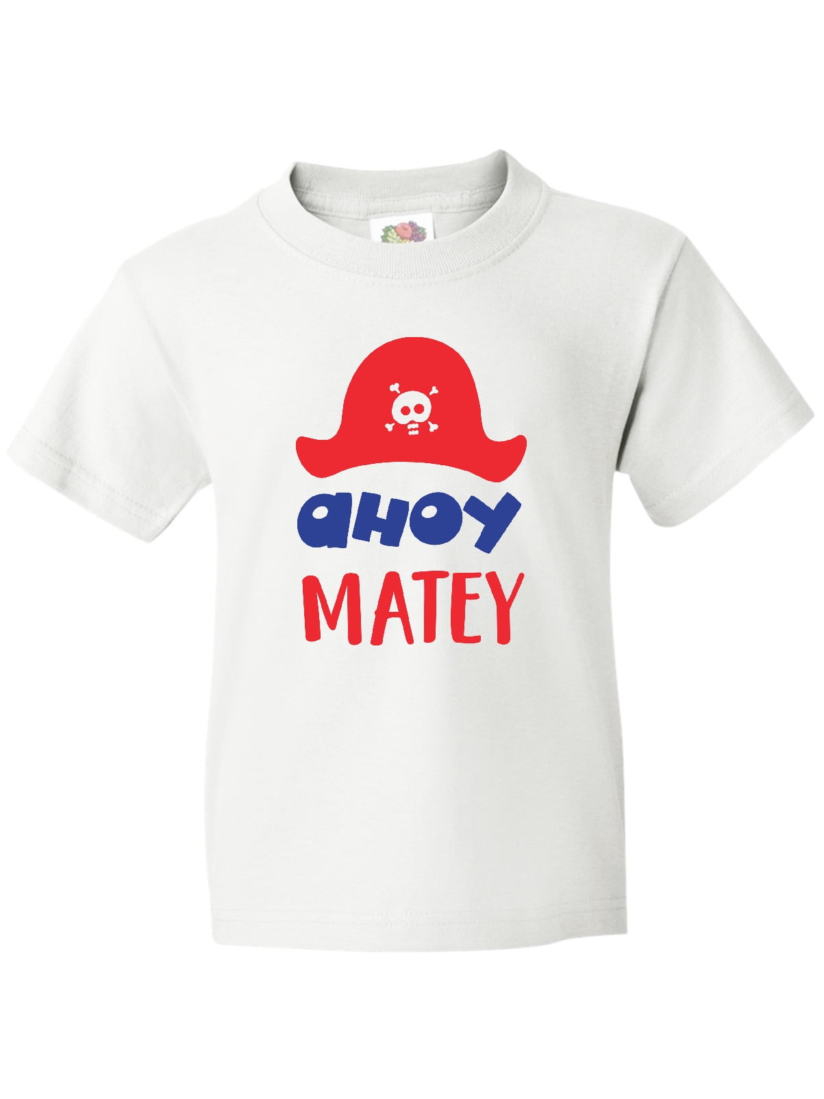 Inktastic Ahoy Matey, Pirate Hat, Skull and Bones - Red Blue Youth T ...