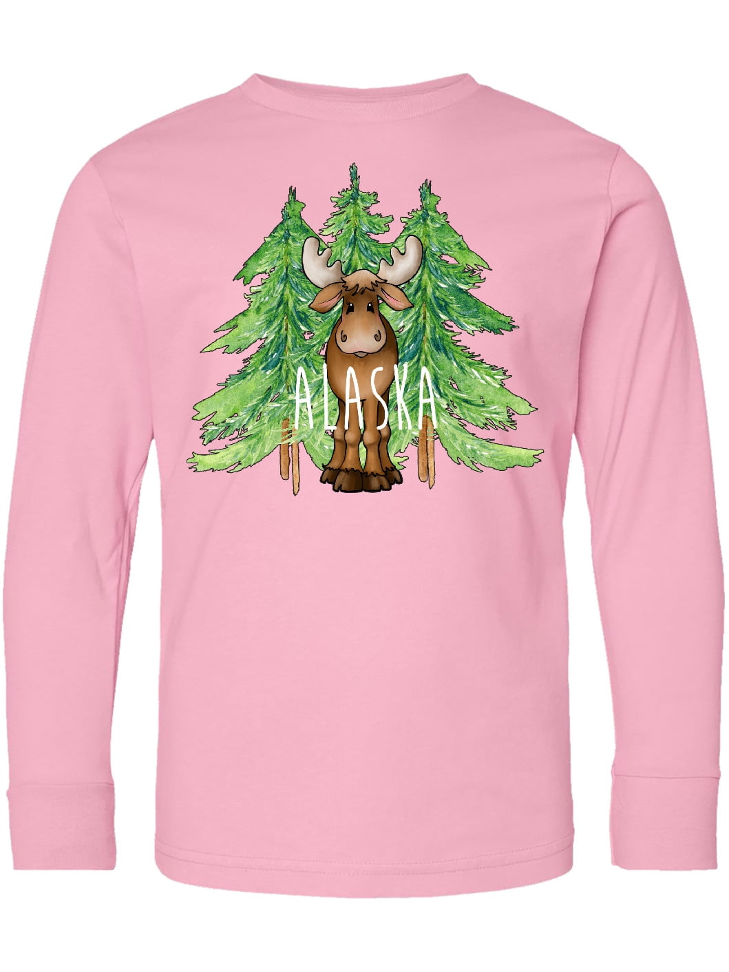 Inktastic Alaska Moose and Trees Long Sleeve Youth T-Shirt - Walmart.com