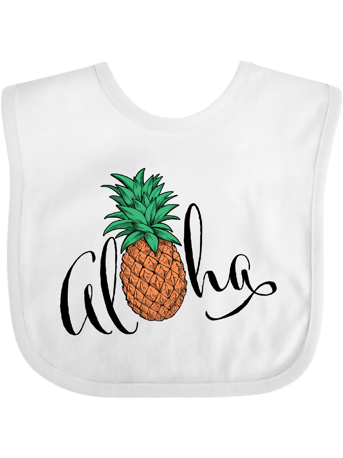 Inktastic Aloha- in Cursive with Pineapple Boys or Girls Baby Bib ...