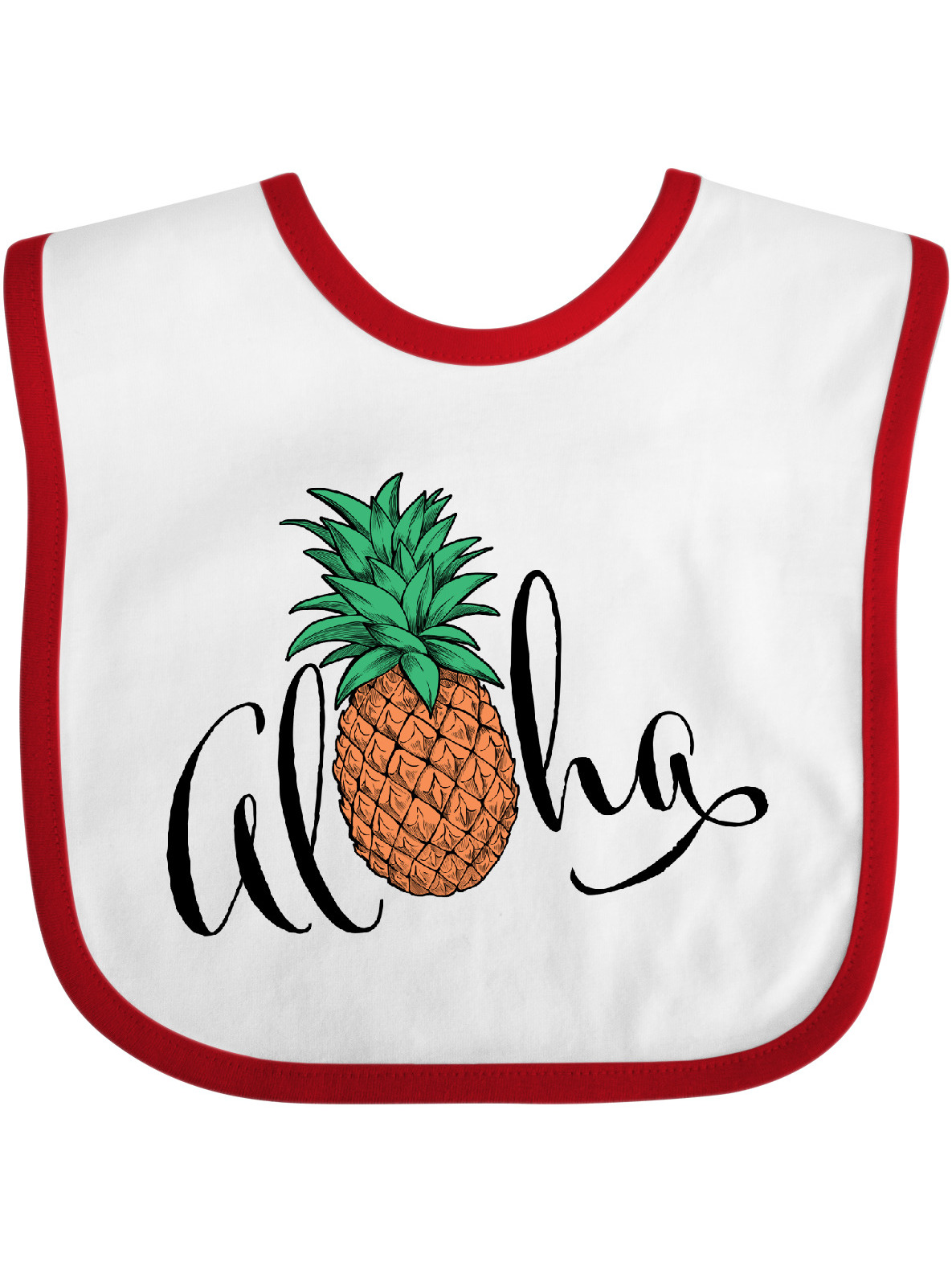 Inktastic Aloha- in Cursive with Pineapple Boys or Girls Baby Bib ...