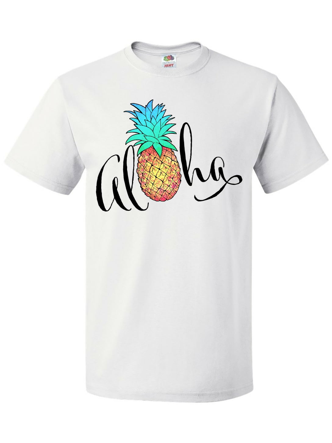 Inktastic Aloha- in Cursive with Pineapple Rainbow Colors T-Shirt ...